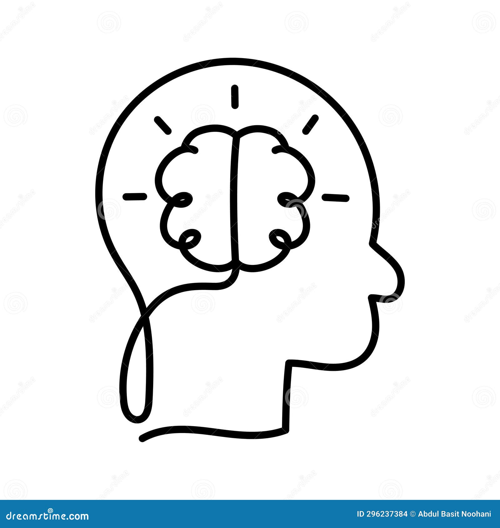 An Icon Featuring a Person S Profile with a Brain Inside. Stock Vector ...