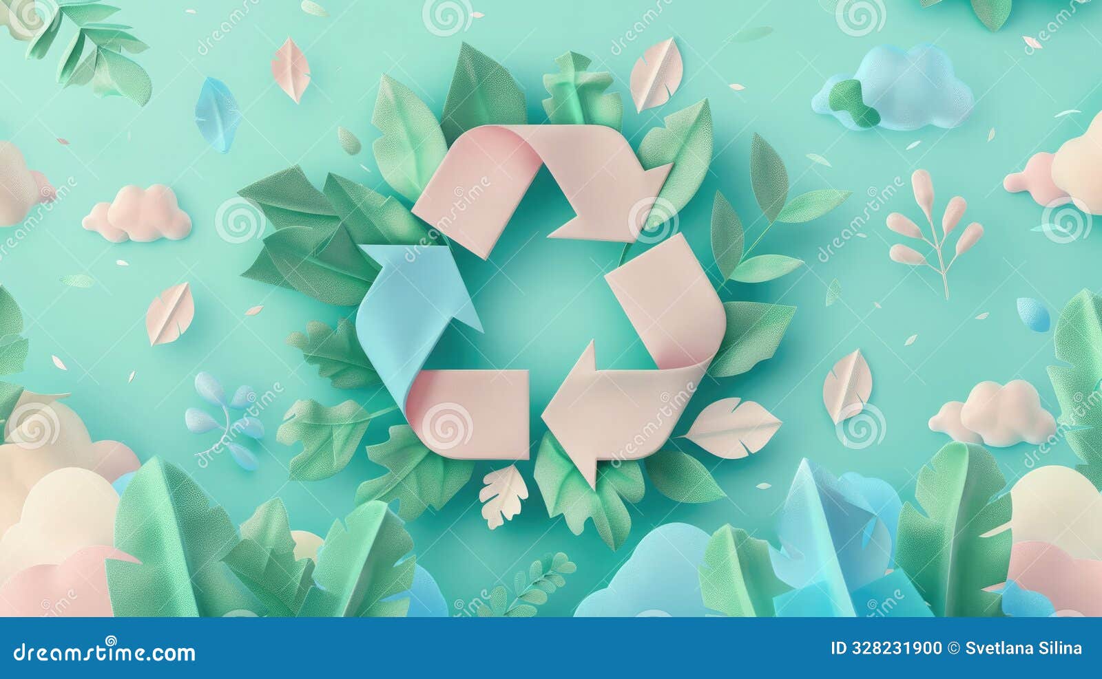 Icon Featuring Stylized Recycling Symbol of Leaves and Branches, Soft ...