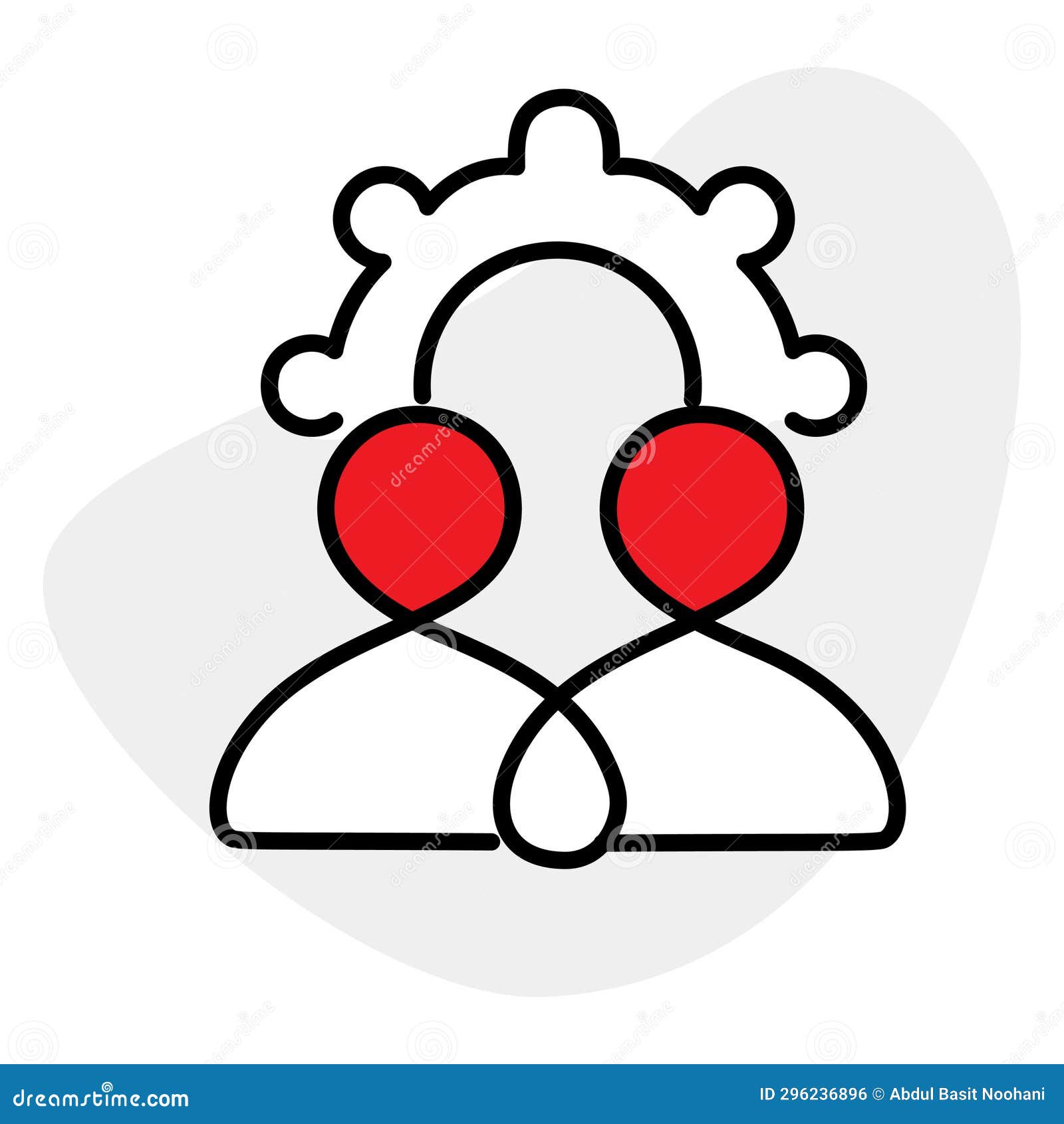 An Icon Featuring Two Individuals Under a Half Gear, Representing ...