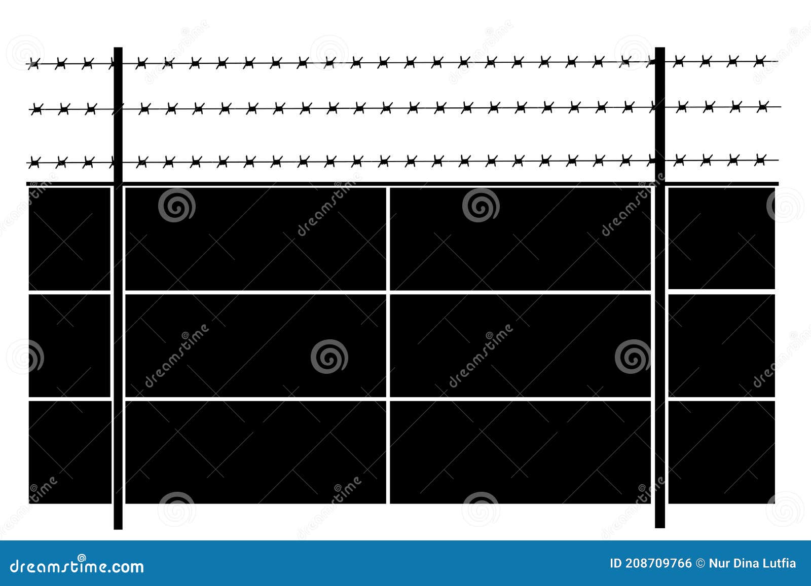 Illustration of Fence Icon with Barbed Wire Stock Vector - Illustration ...