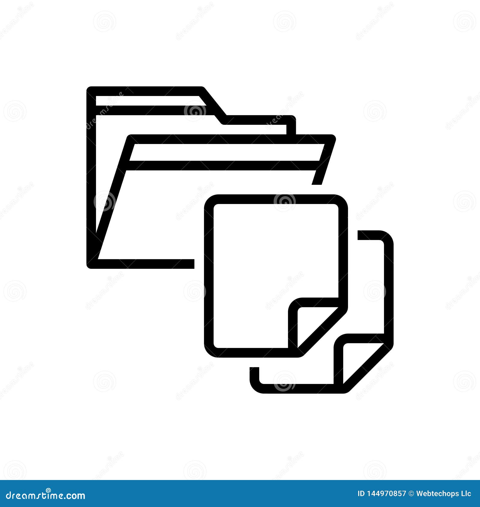 Black Dossier Folder Icon Isolated On White Background. Vector ...