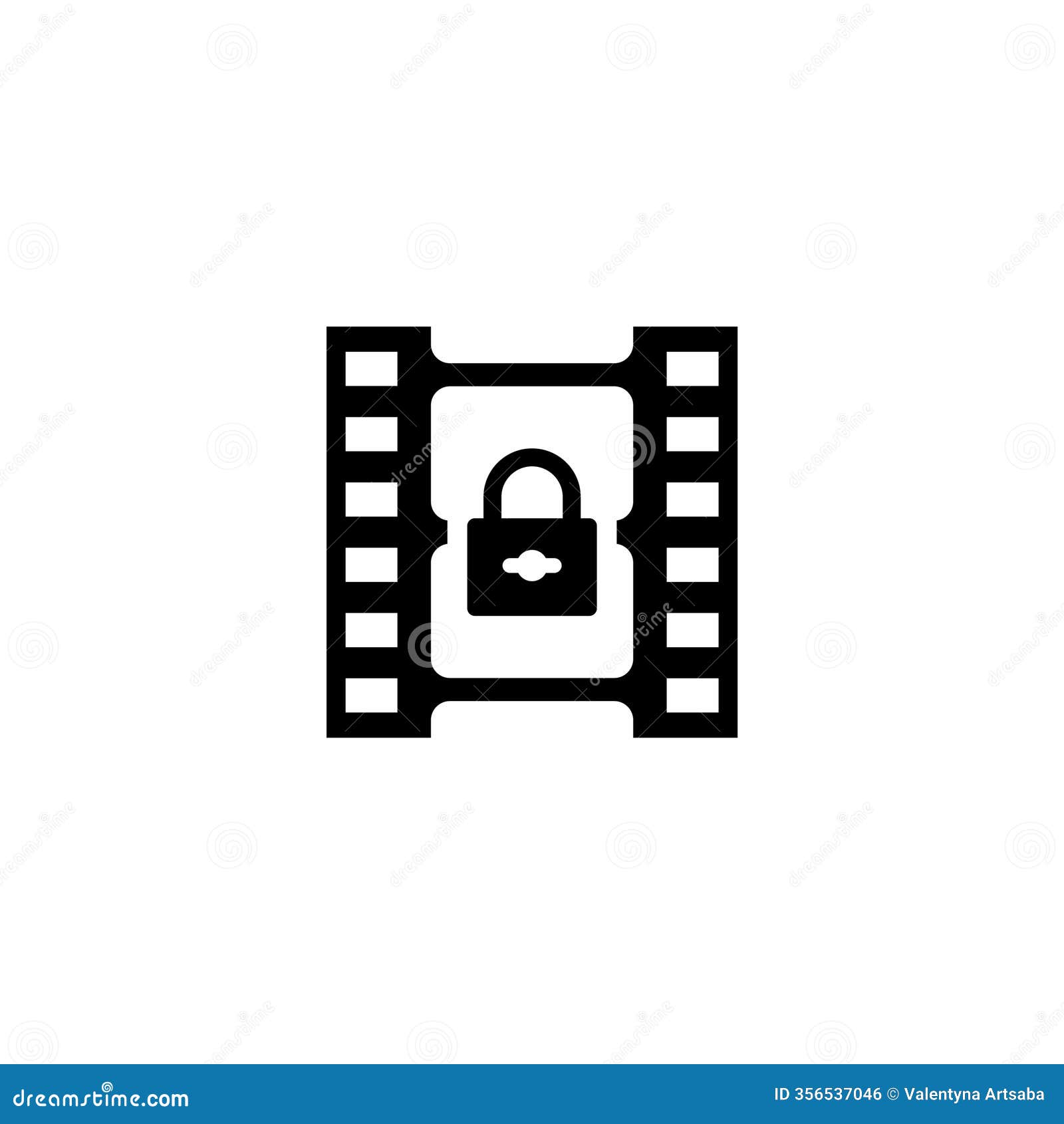 Icon of Film Strip with Padlock, Symbolizing Secure Media Content Stock ...