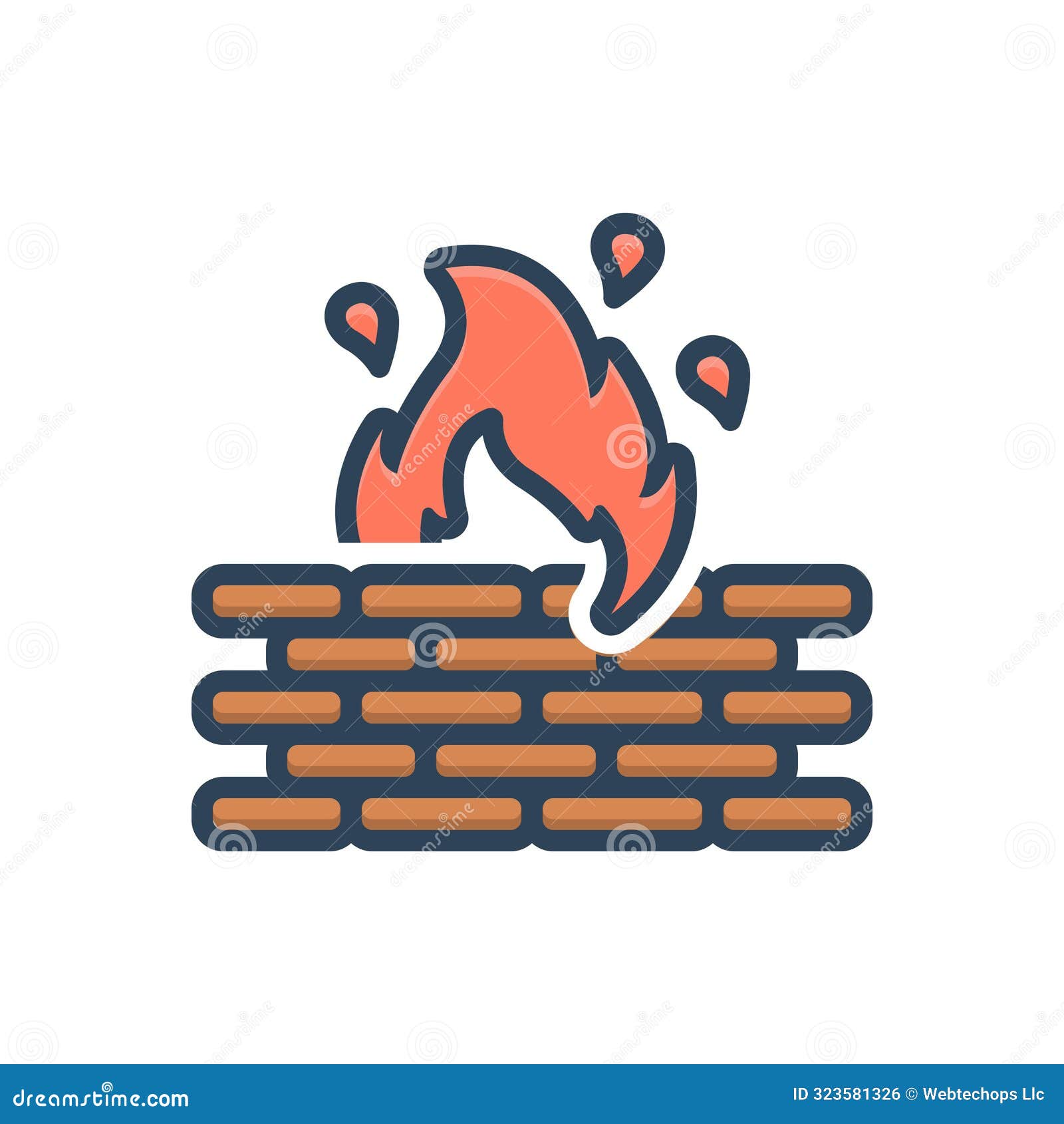Color Illustration Icon for Firewall, Fire and Security Stock ...