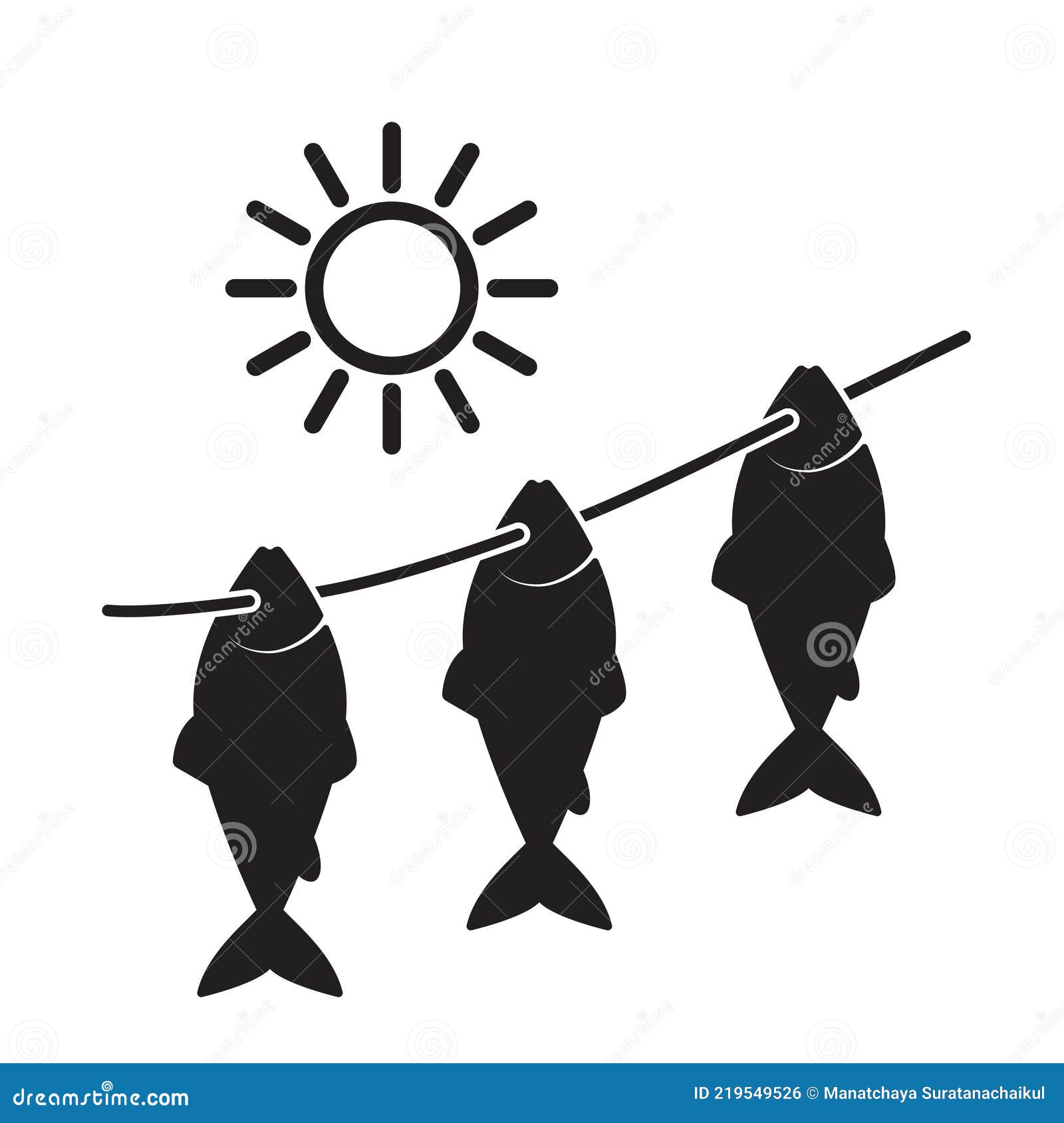 Dried Fish Icon Isolated on White Background Stock Vector ...