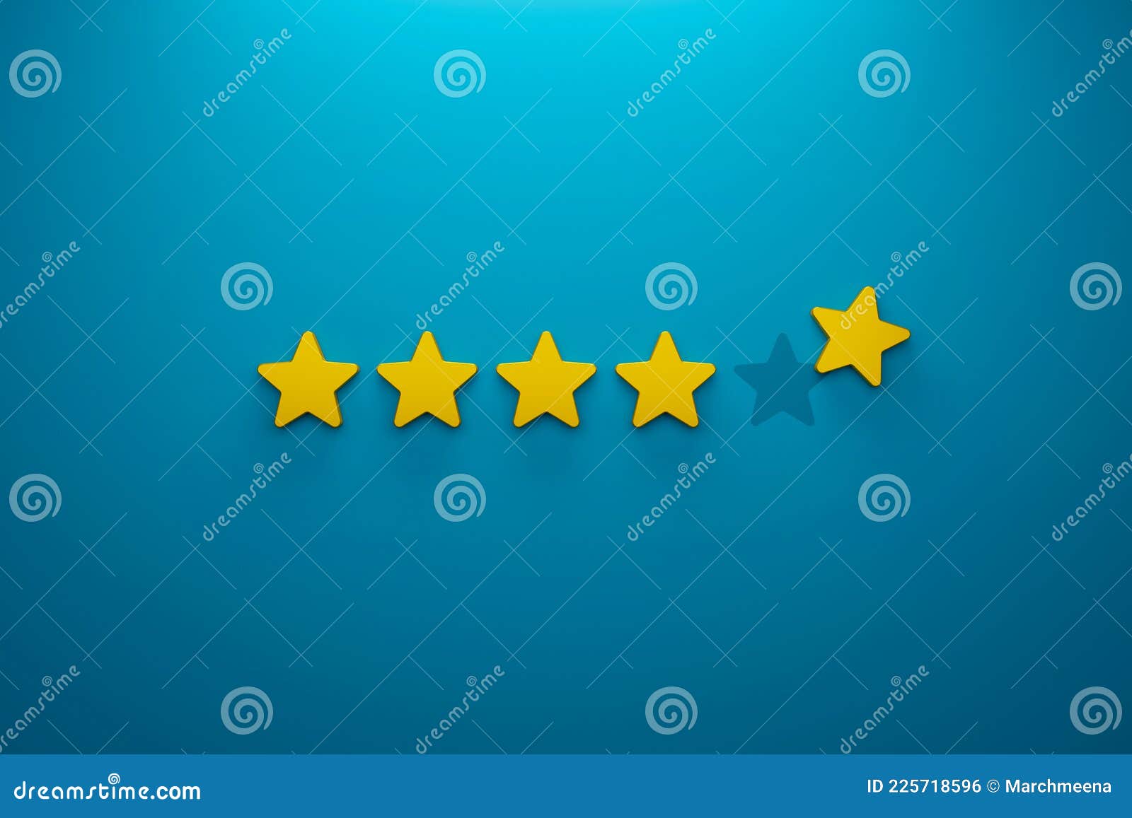 Icon Five Star Excellent Rating on Background. 3d Illustration Stock ...