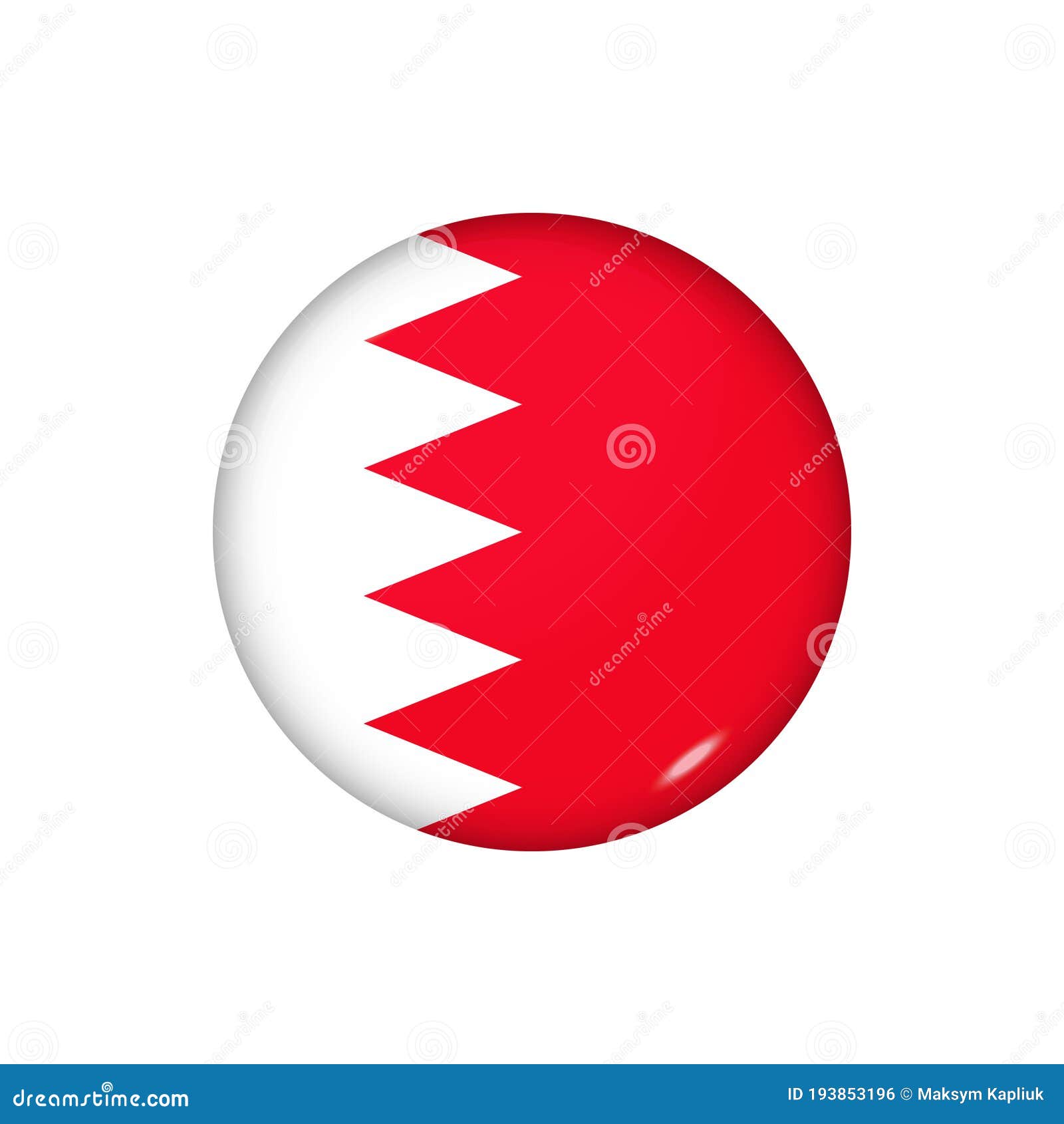 Round Flag of Bahrain. Vector Illustration. Button, Icon, Glossy Badge ...