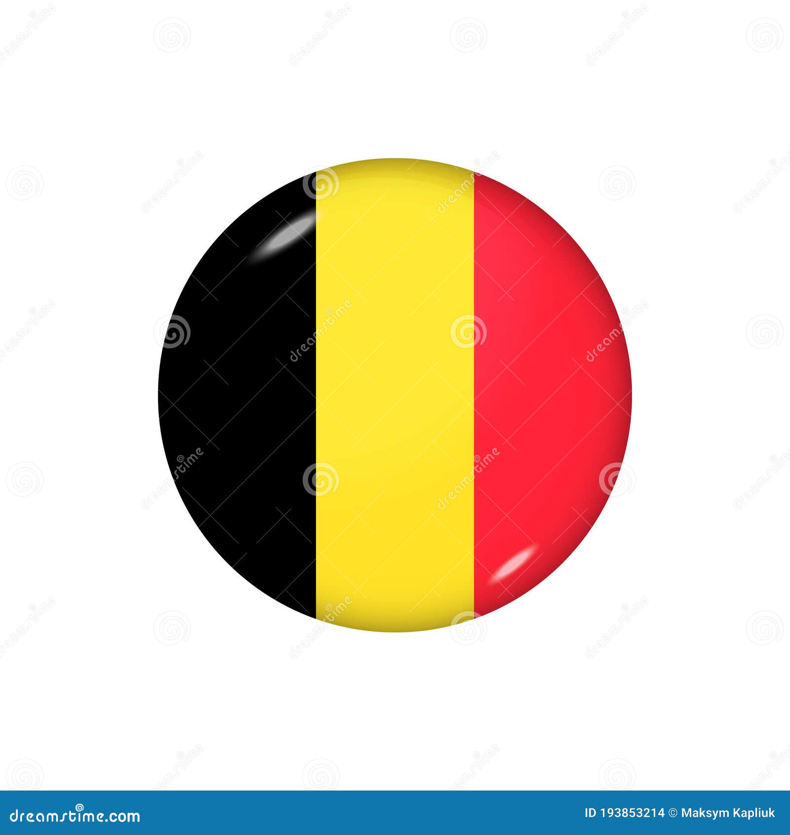 Round Flag of Belgium. Vector Illustration. Button, Icon, Glossy Badge ...