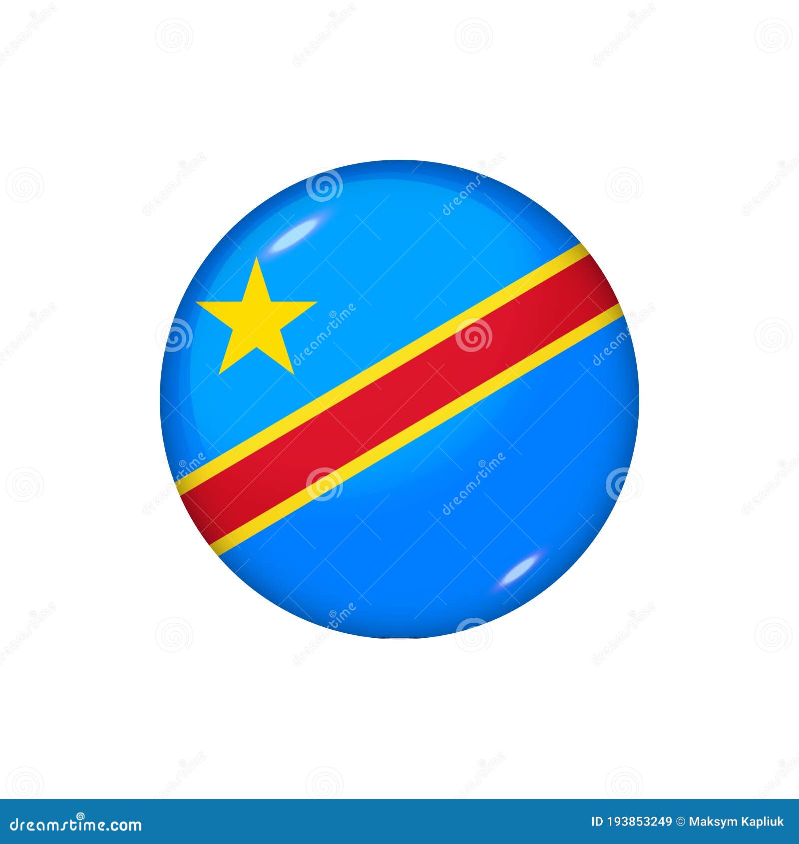 Round Flag of DR Congo. Vector Illustration. Button, Icon, Glossy Badge ...