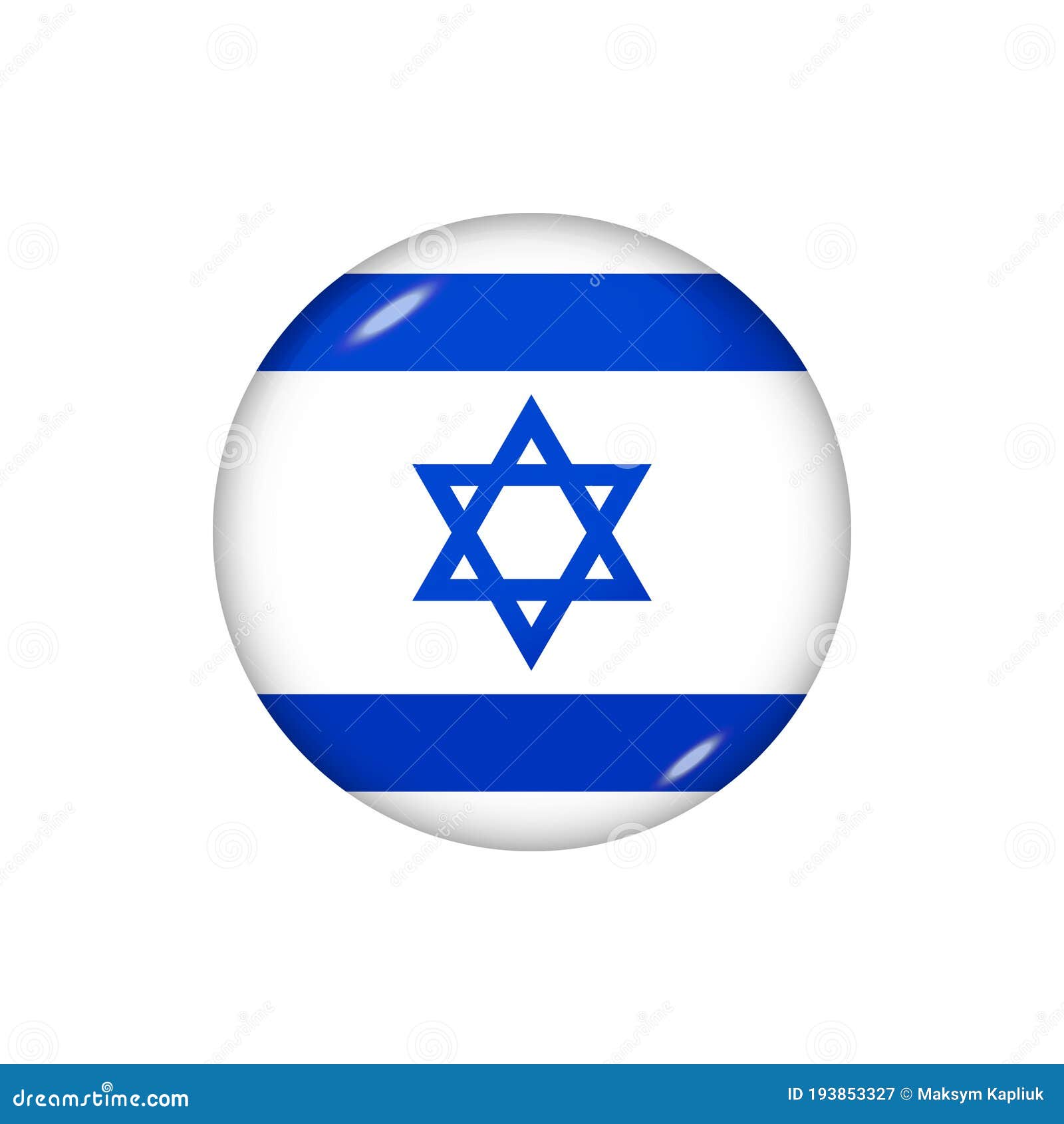 Round Flag of Israel. Vector Illustration. Button, Icon, Glossy Badge ...
