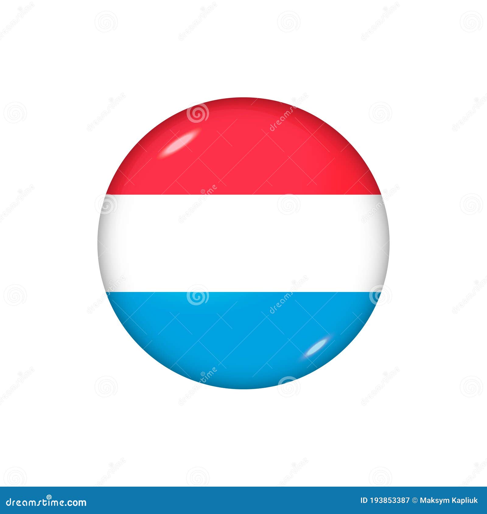 Round Flag of Luxembourg. Vector Illustration. Button, Icon, Glossy ...