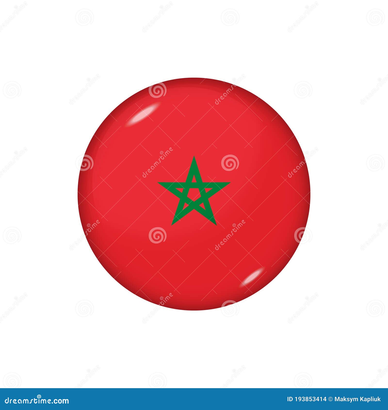 Round Flag of Morocco. Vector Illustration. Button, Icon, Glossy Badge ...