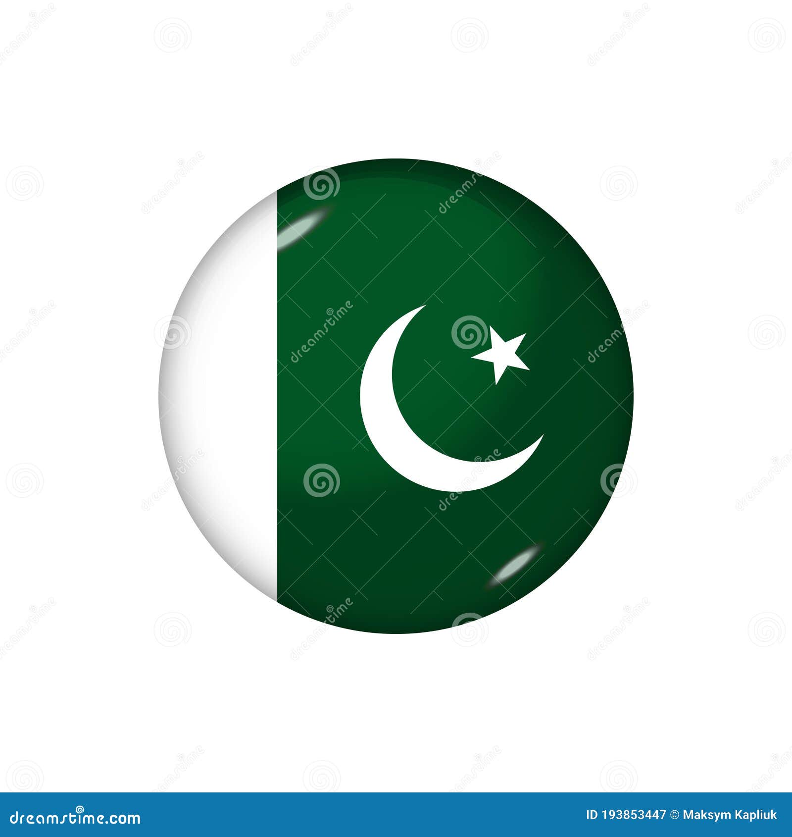 Round Flag of Pakistan. Vector Illustration. Button, Icon, Glossy Badge ...