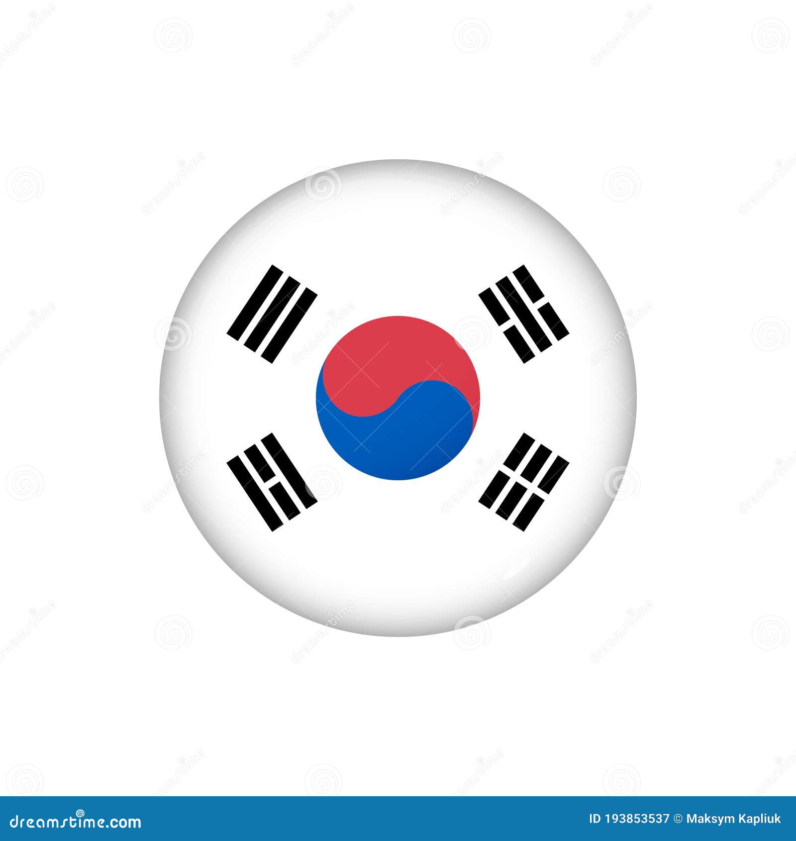 Round Flag of South Korea. Vector Illustration. Button, Icon, Glossy ... Round Flag of South Korea. Vector Illustration. Button, Icon, Glossy ...