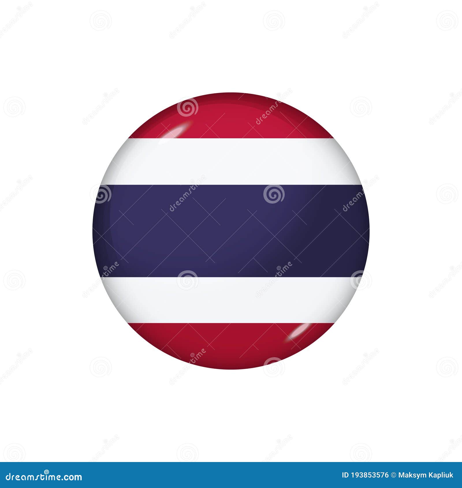 Round Flag of Thailand. Vector Illustration. Button, Icon, Glossy Badge ...