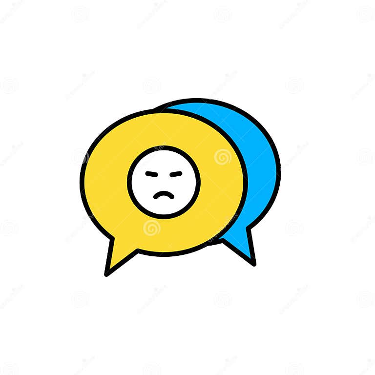 Icon Flat Bubble Chat with Angry Emoticon Stock Vector - Illustration ...