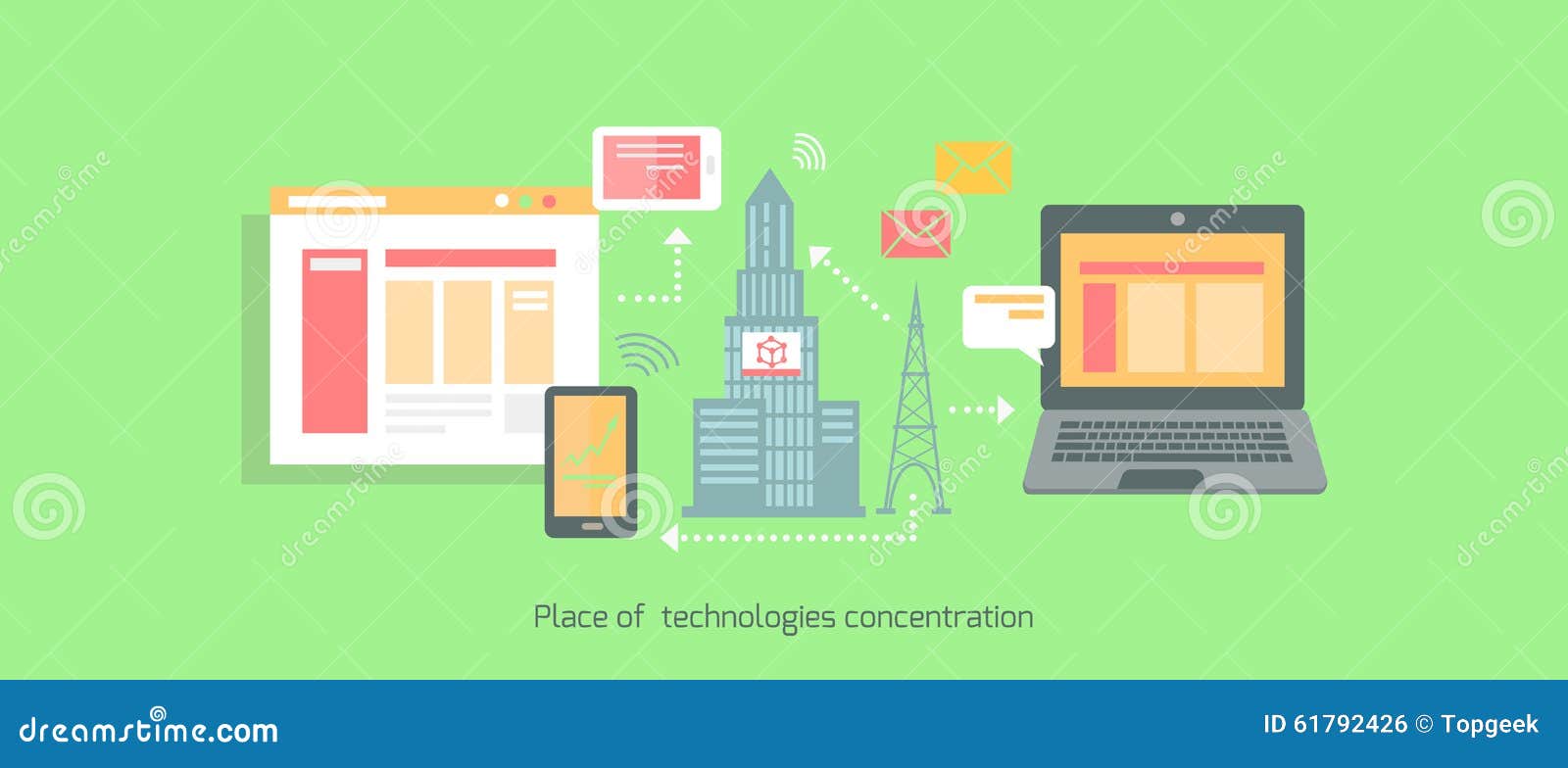 Icon Flat Place of Technologies Concentration Stock Vector ...