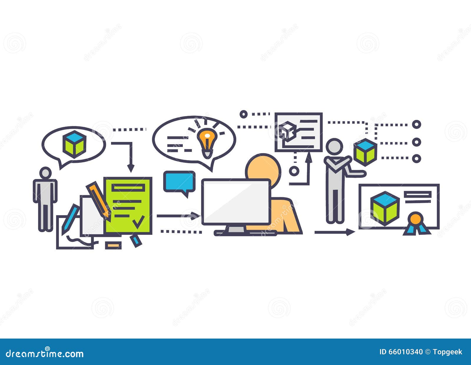 Icon Flat Style 3d Development Stock Vector - Illustration of ...