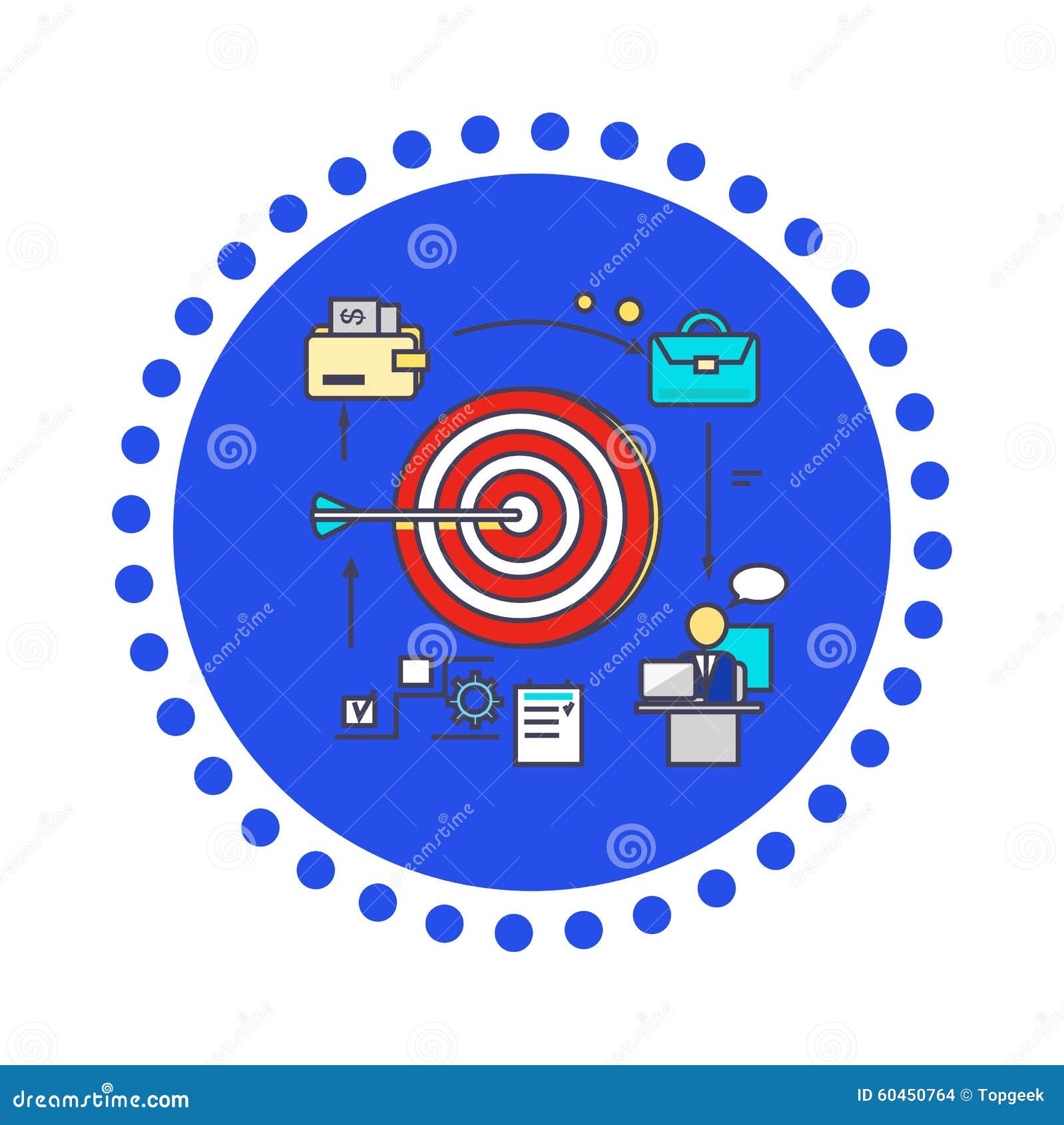 Icon Flat Style Design Goal Setting Stock Vector - Illustration of ...