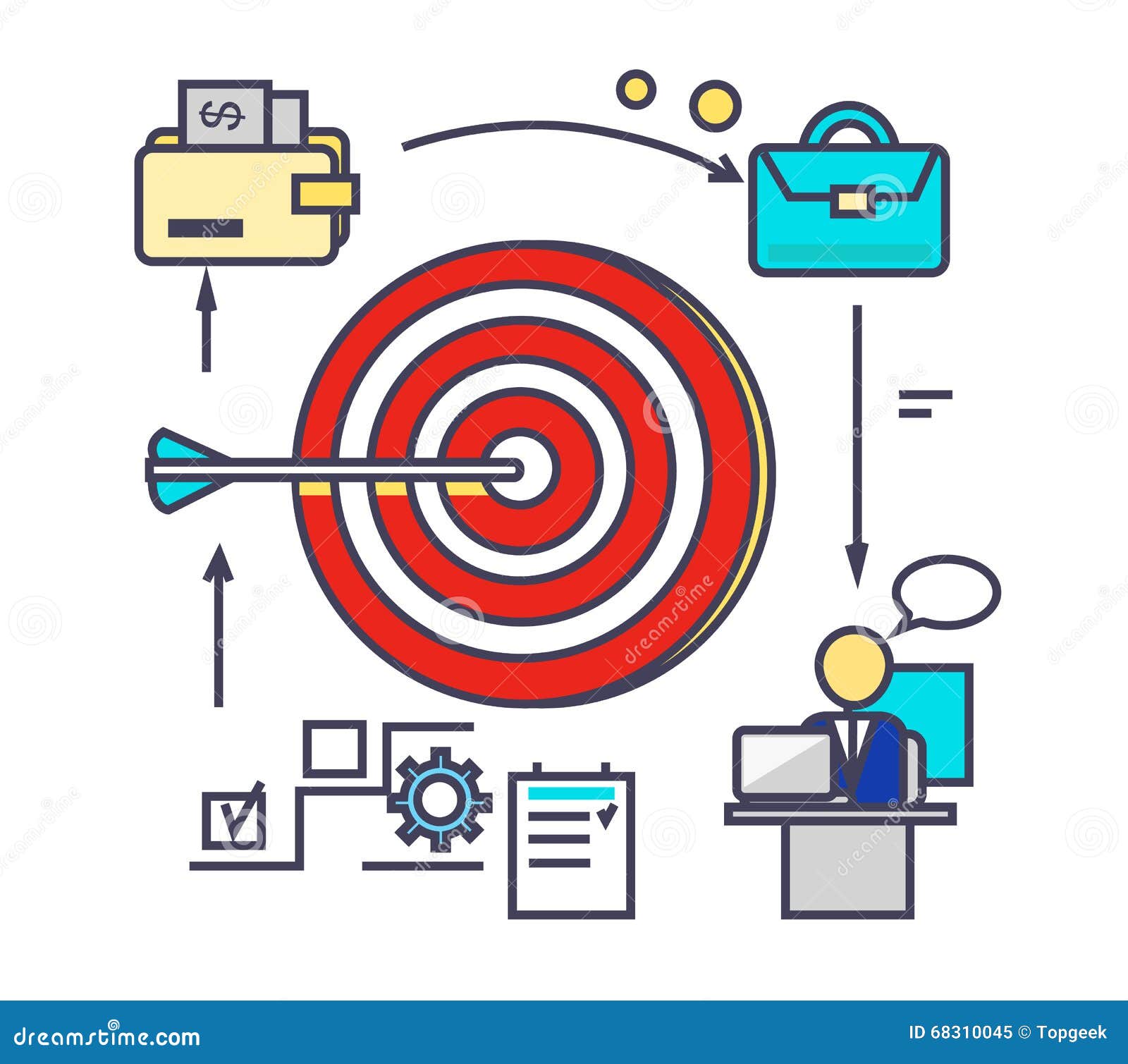 Icon Flat Style Design Goal Setting Stock Vector - Illustration of ...