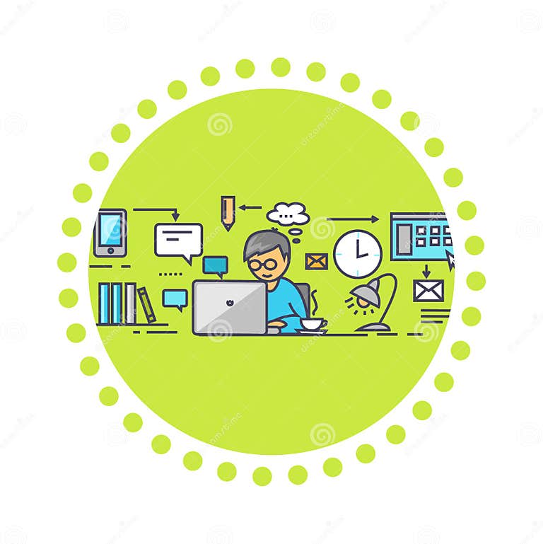 Icon Flat Style Design Work on Project Stock Vector - Illustration of ...