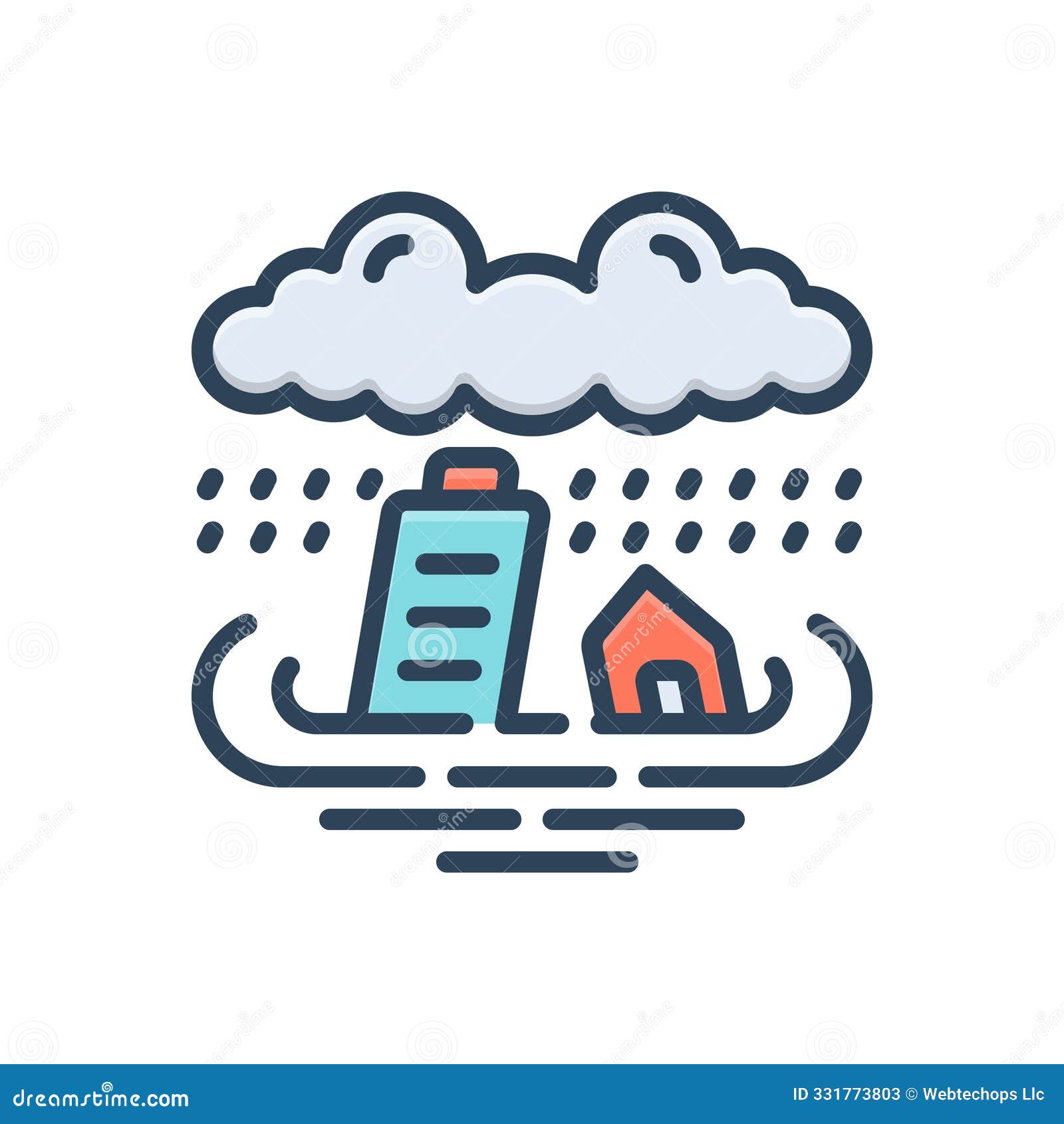 Color Illustration Icon for Flooding, Disaster and Heavy Stock ...