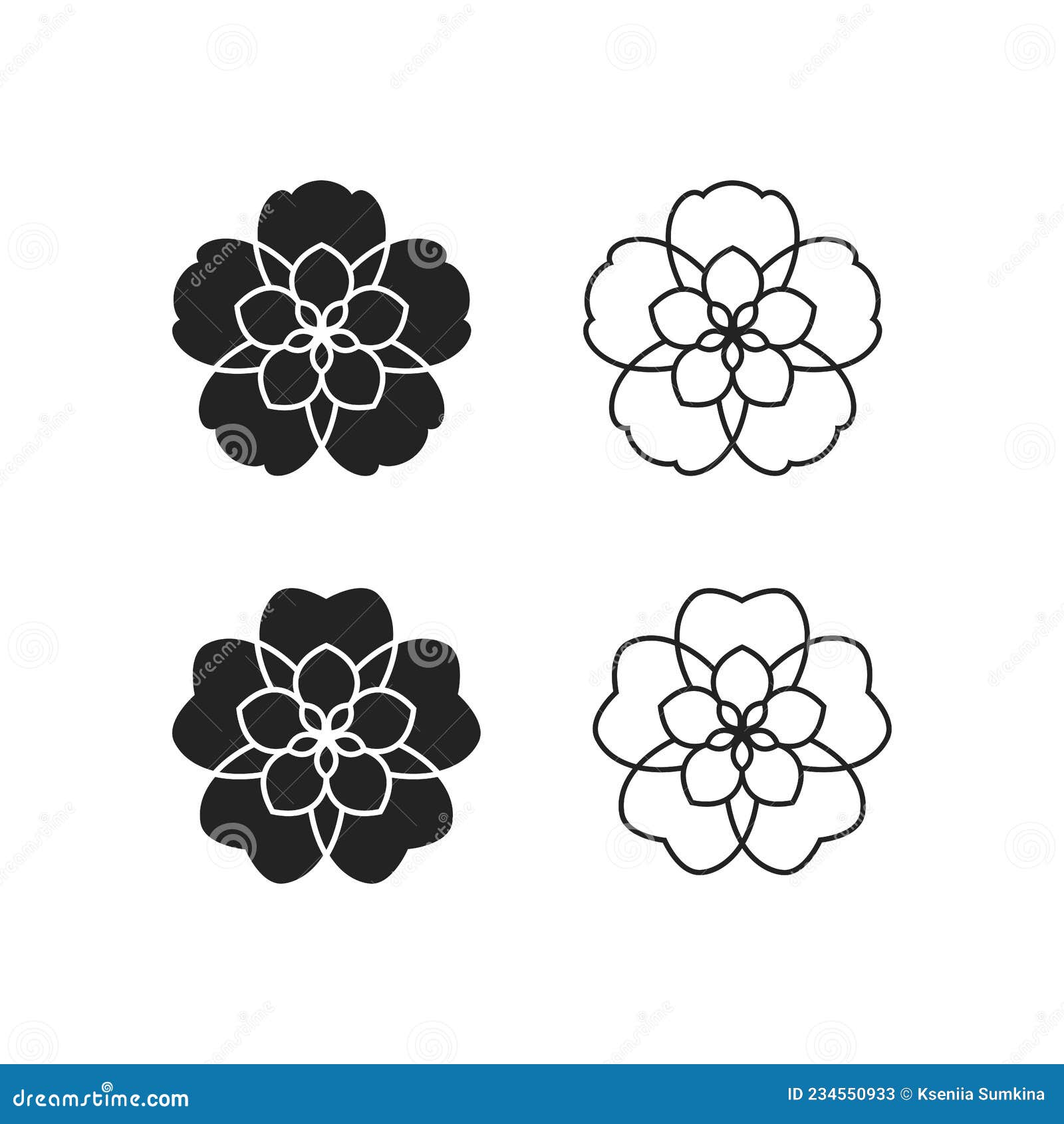 Icon of Flower with Five Petals, Logo Template Stock Vector ...