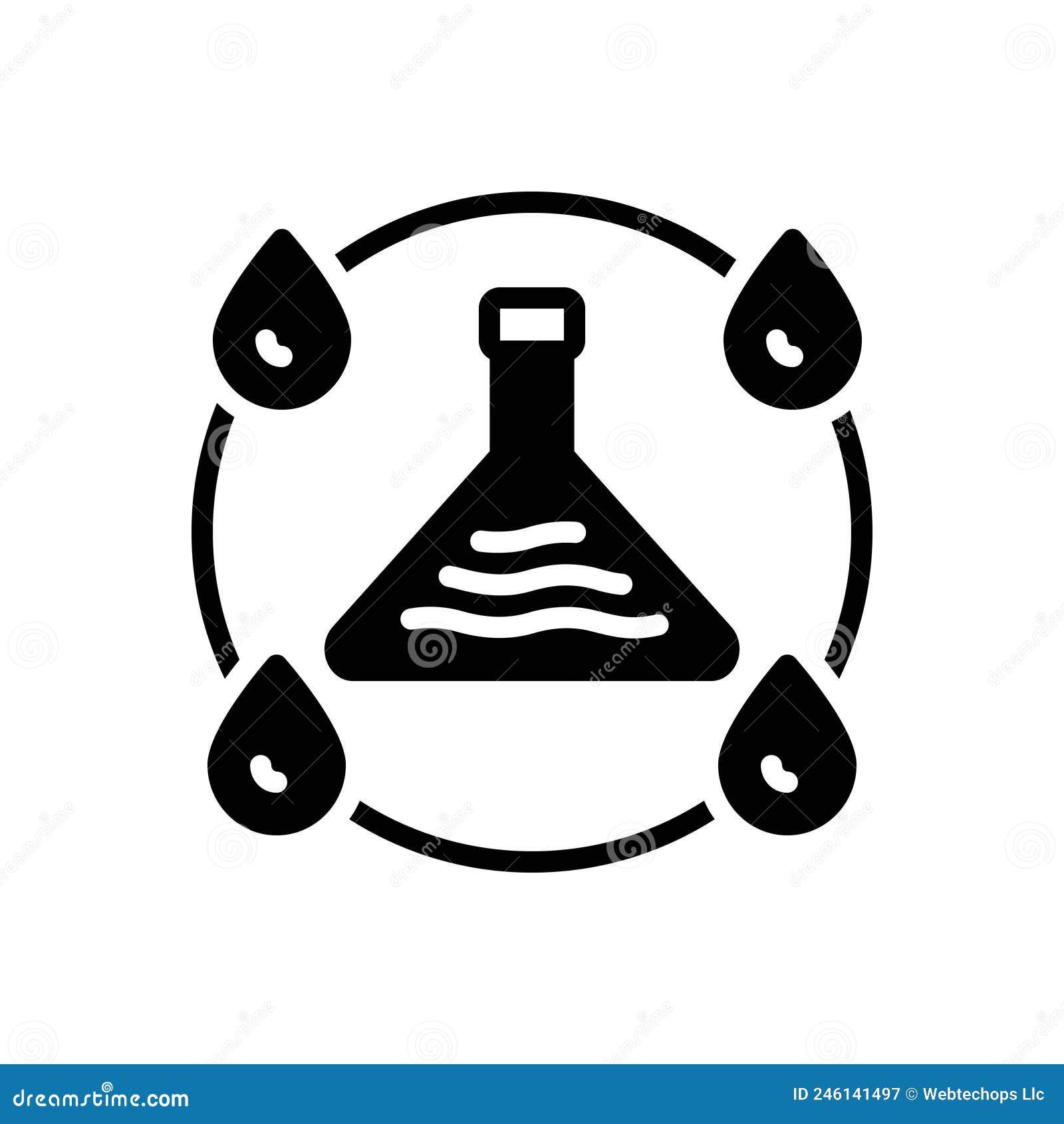 Black Solid Icon for Fluid, Beaker and Chemical Stock Vector ...