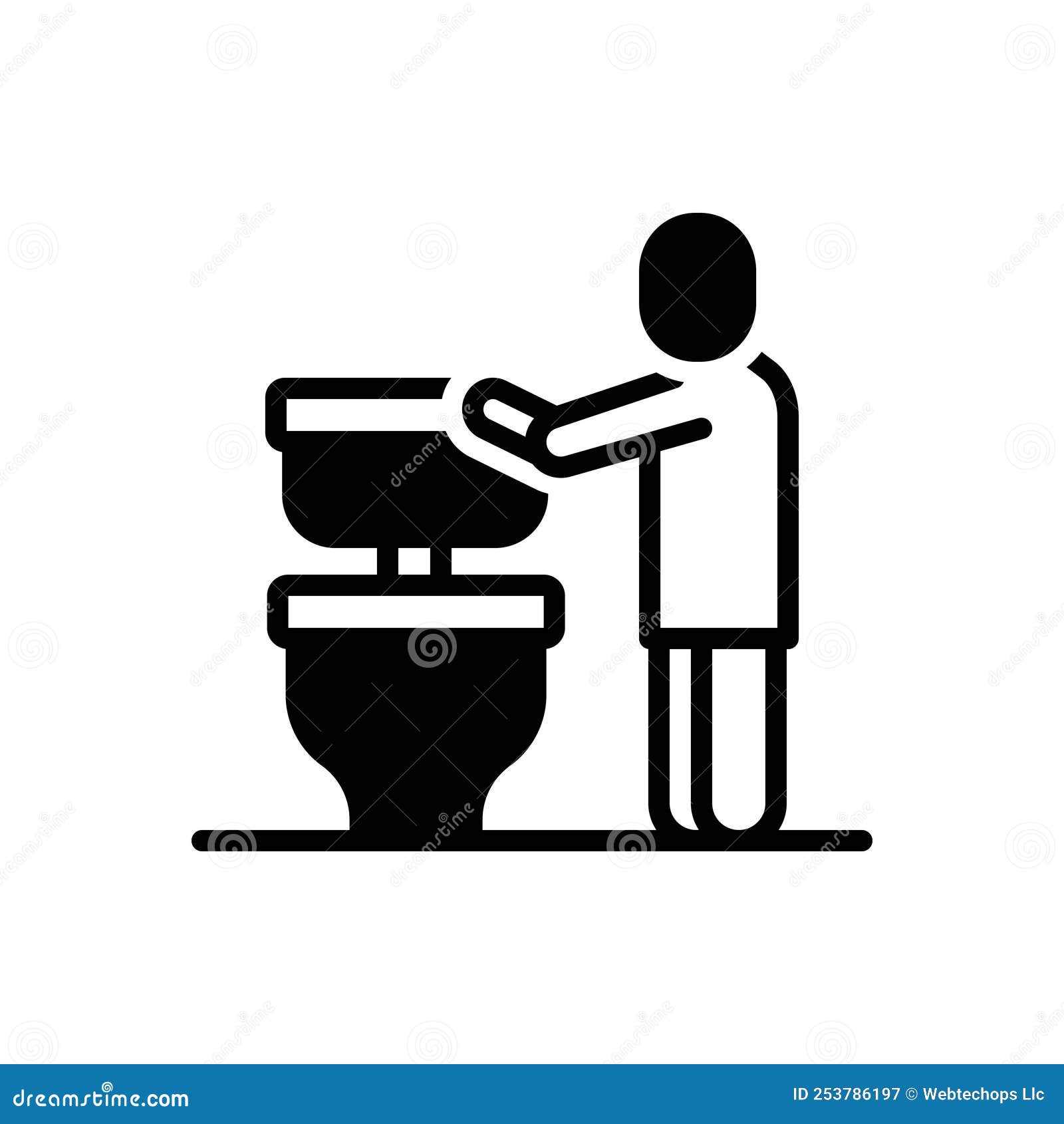 Black Solid Icon for Flush, Toilet and Hygienic Stock Illustration ...