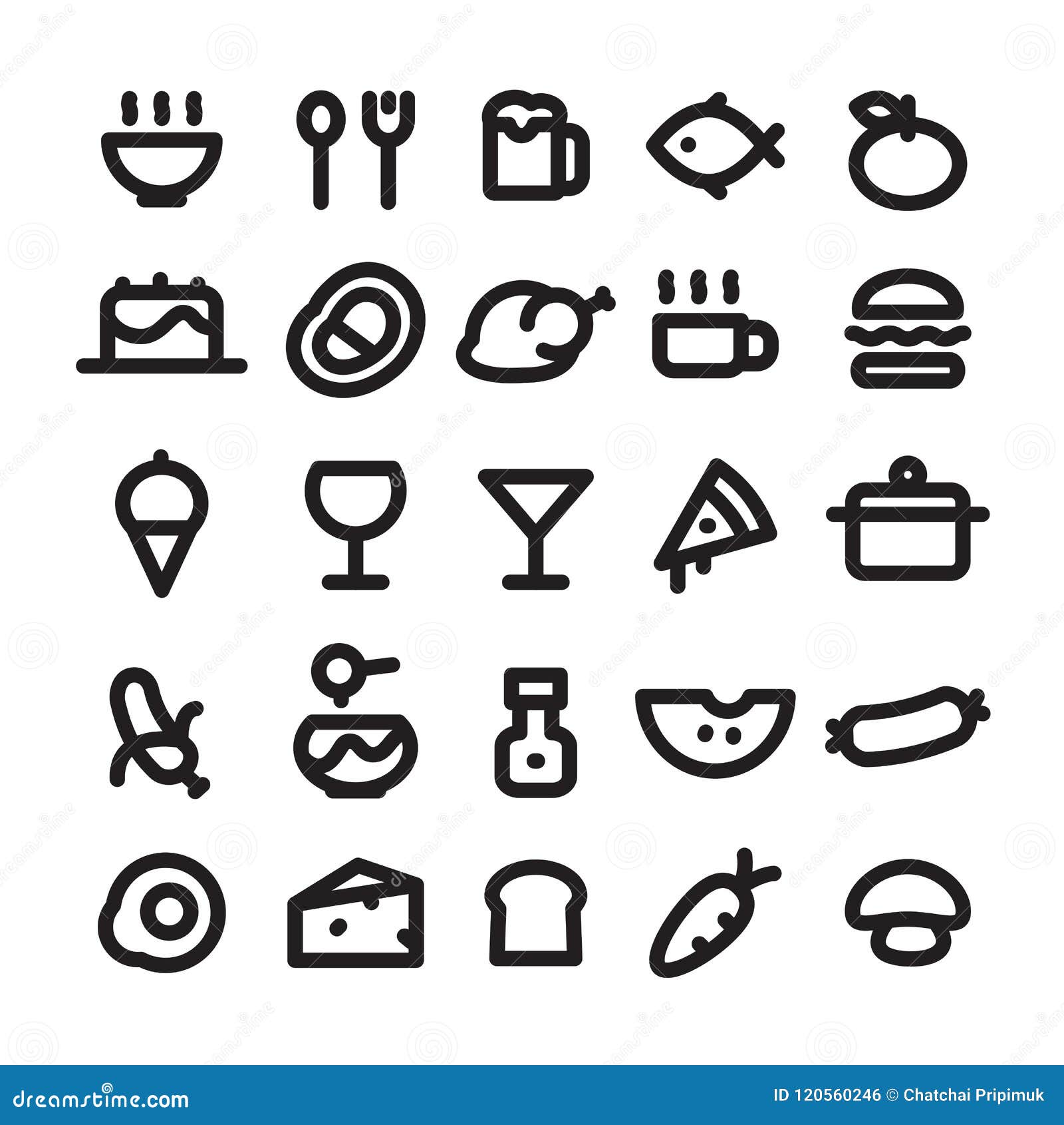 Icon food, vector stock illustration. Illustration of meat - 120560246