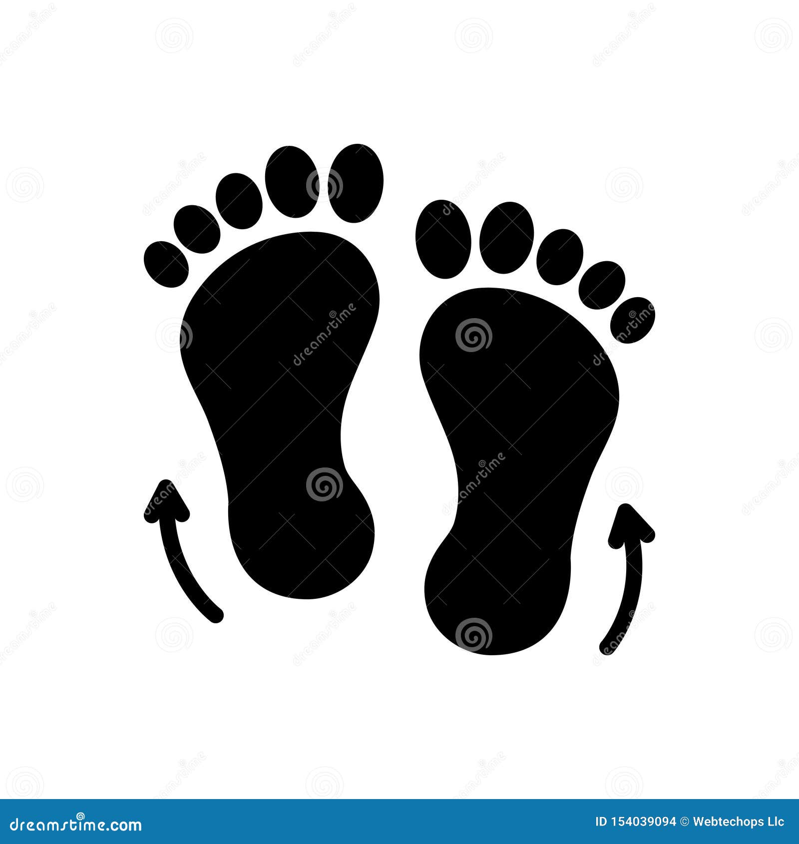 Black Solid Icon for Footprints Direction Sketch, Footprint and Step ...