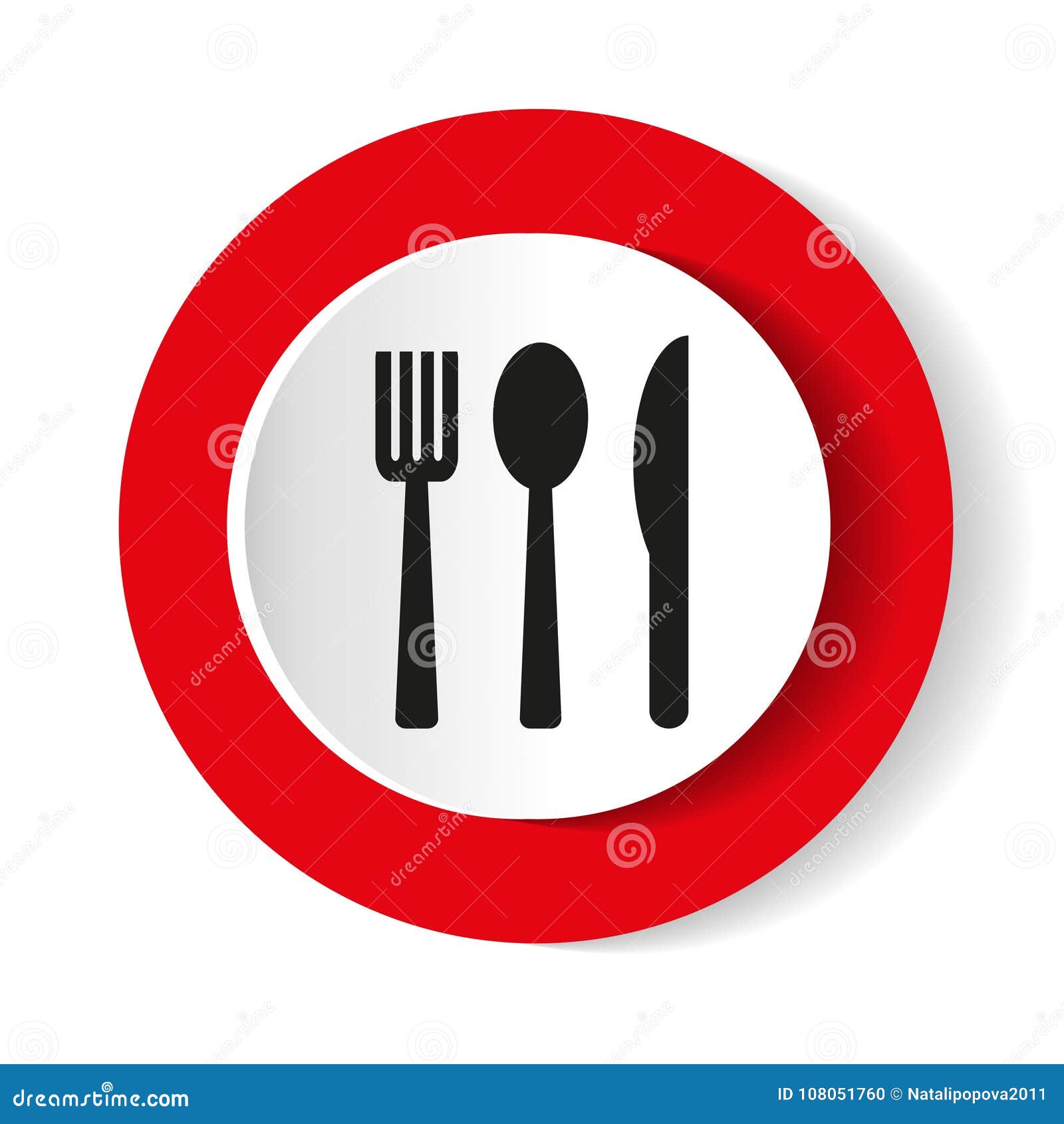 Icon Fork, Spoon, Knife on a Red Background. Vector Illustration Stock ...