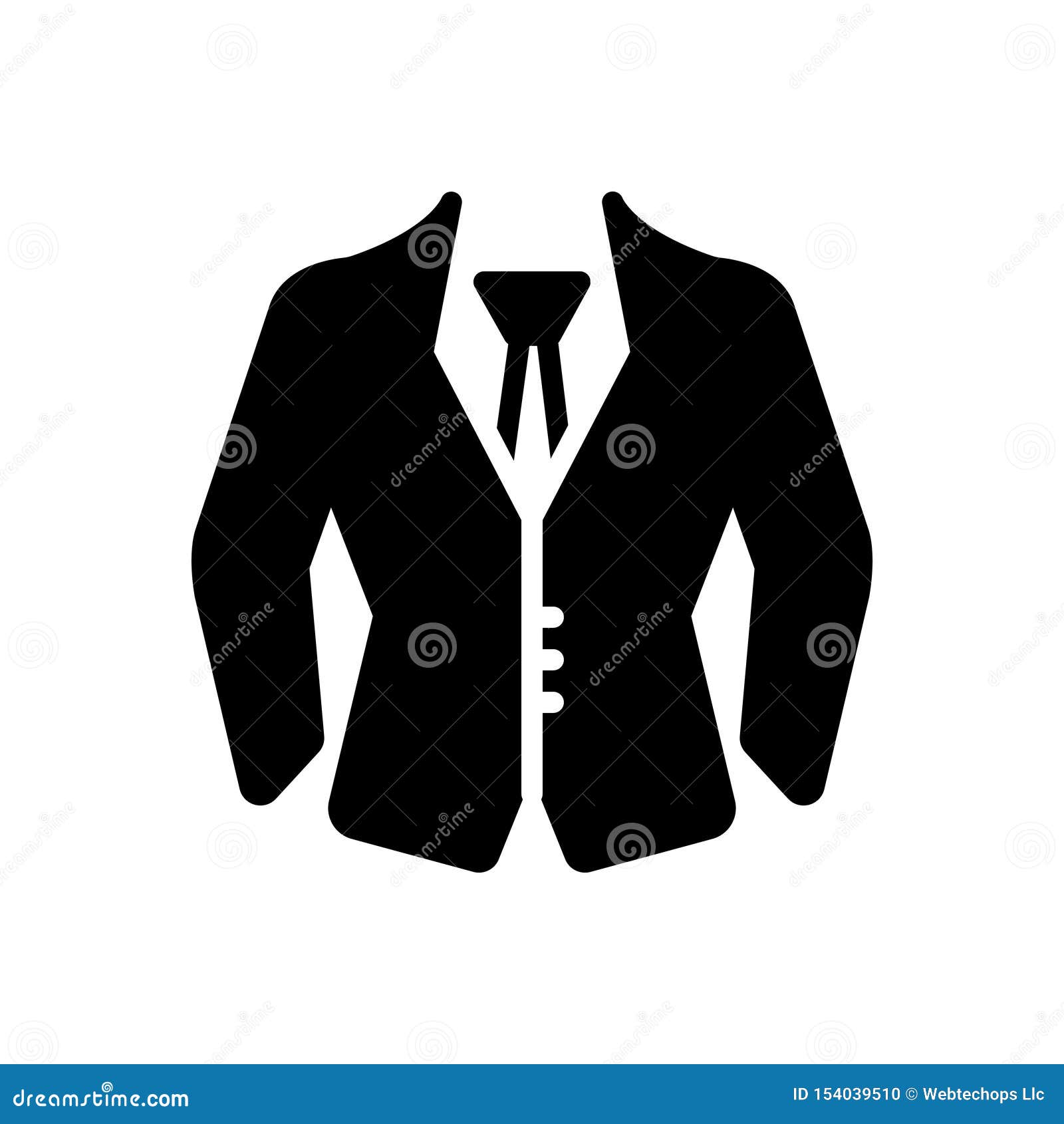 Black Solid Icon for Formal Wear, Uniform and Suit Stock Vector ...