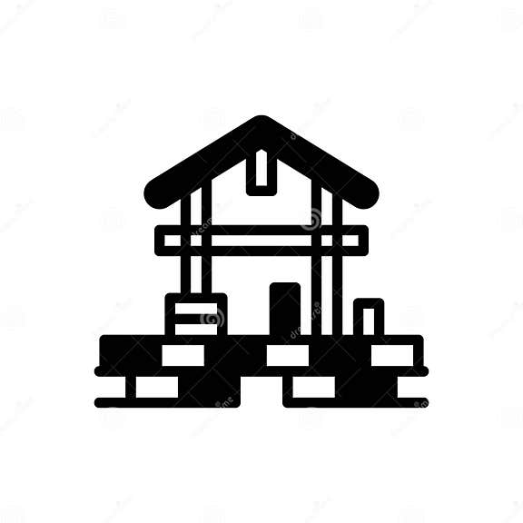 Black Solid Icon for Foundation, Basis and Building Stock Vector ...