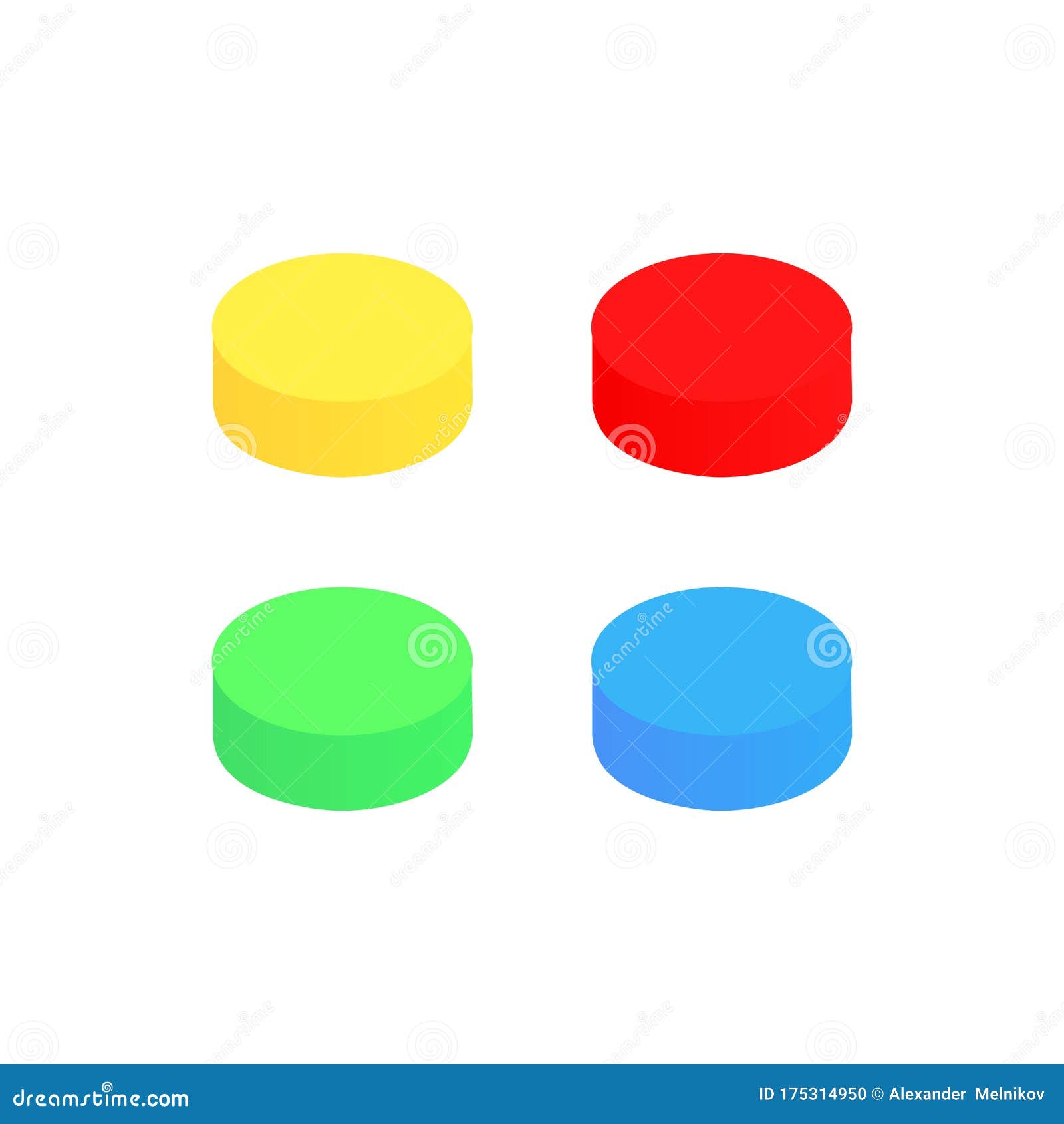 Icon of Four 3d Buttons. Vector Illustration Eps 10 Stock Illustration ...