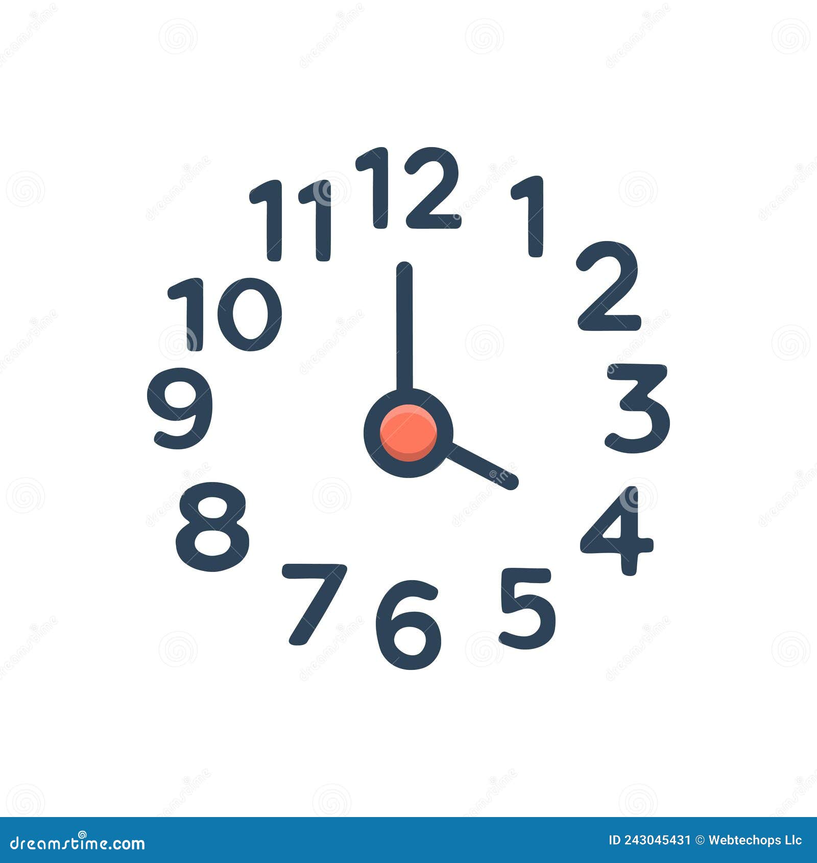 Color Illustration Icon for Four, Number and Clock Stock Illustration ...