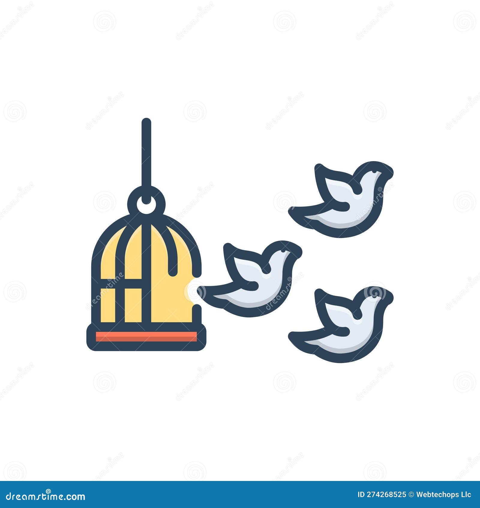 Color Illustration Icon for Freedom, Liberation and Cage Stock ...