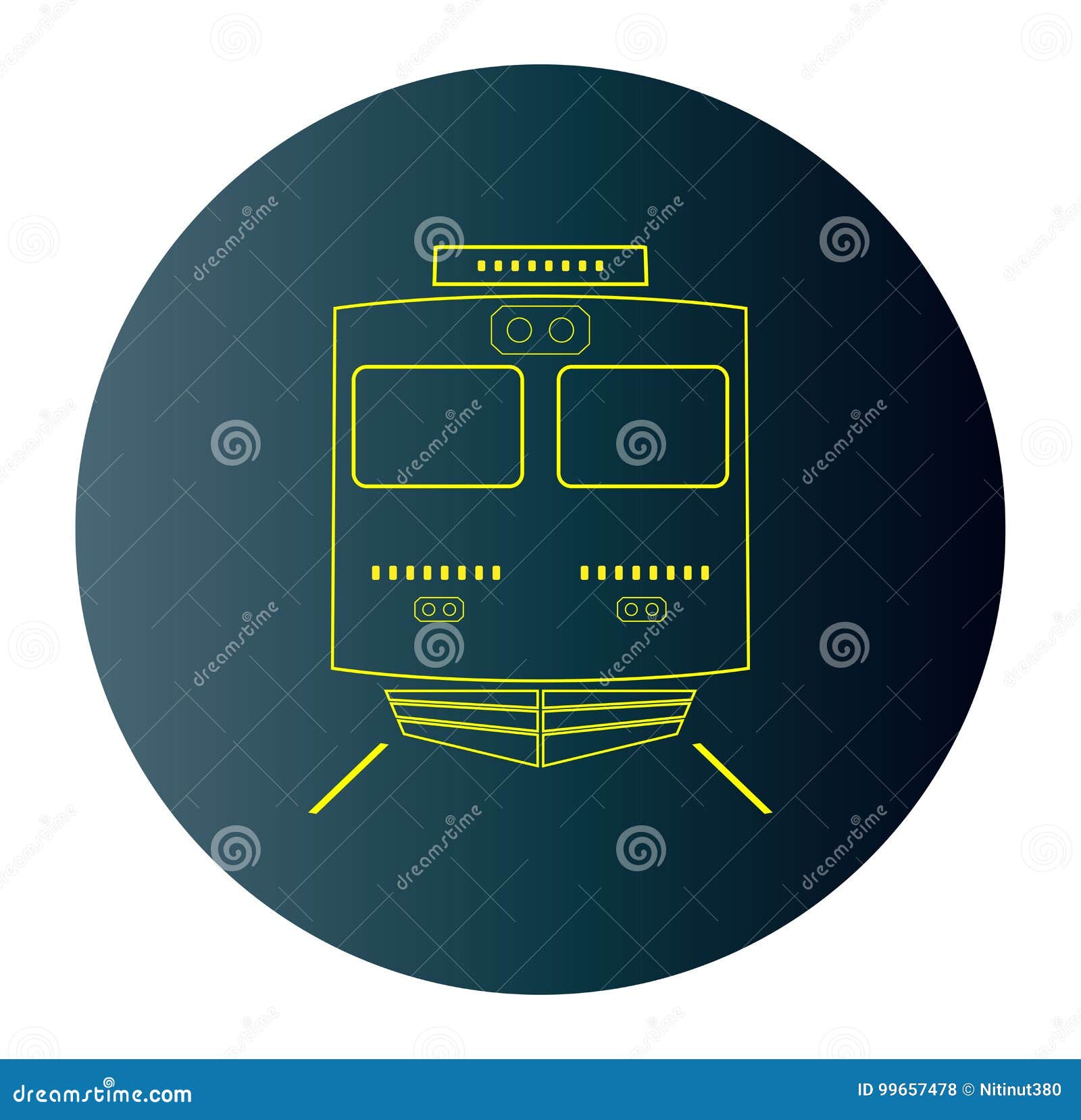Icon of Front View Locomotive Train in Blue Dark Stock Vector ...