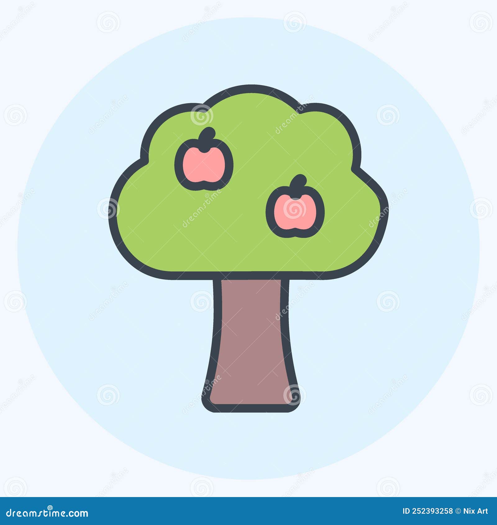 Icon Fruit Tree. Suitable for Garden Symbol. Color Mate Style. Simple ...