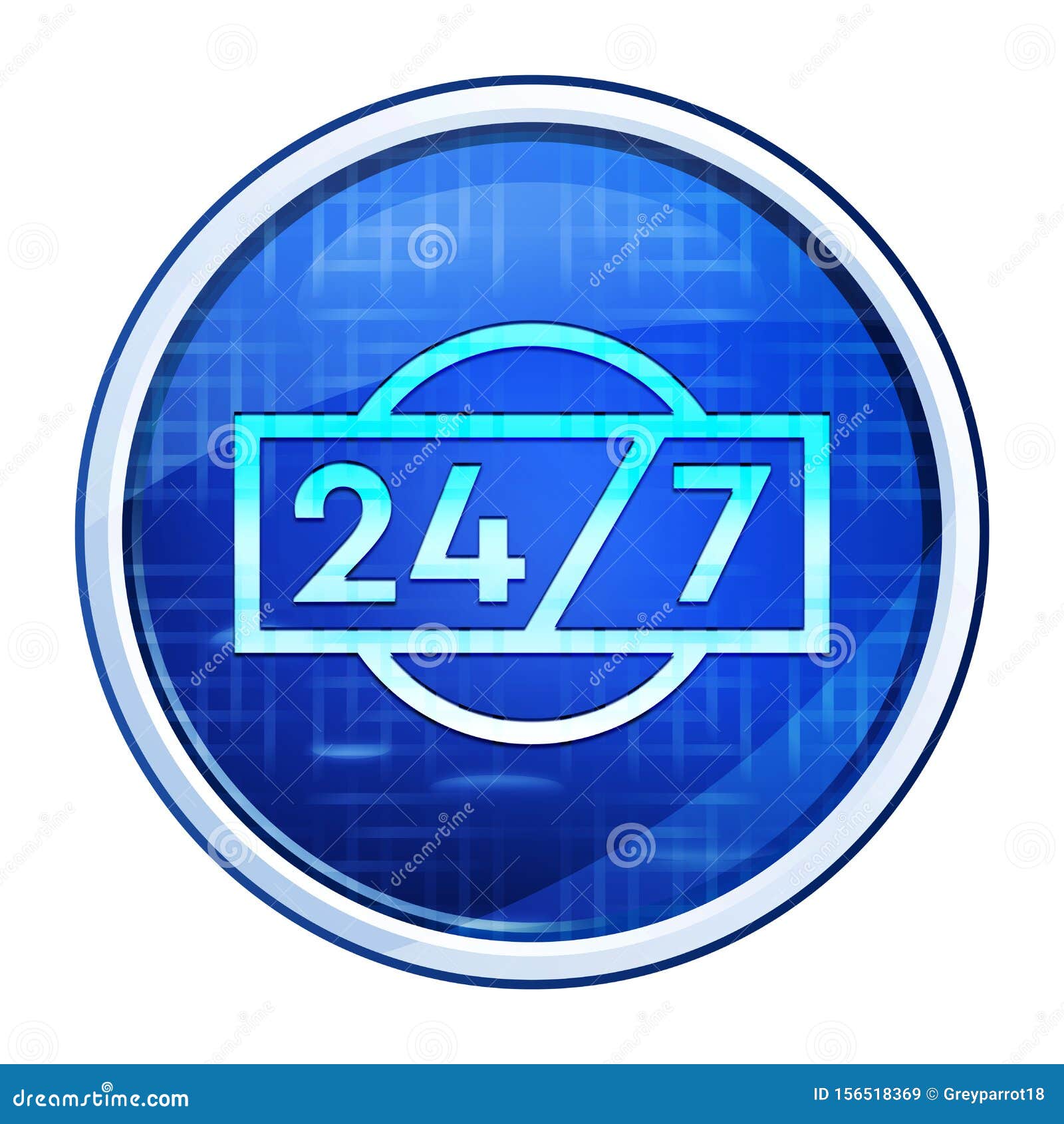 24/7 Icon Futuristic Blue Round Button Vector Illustration Stock ...