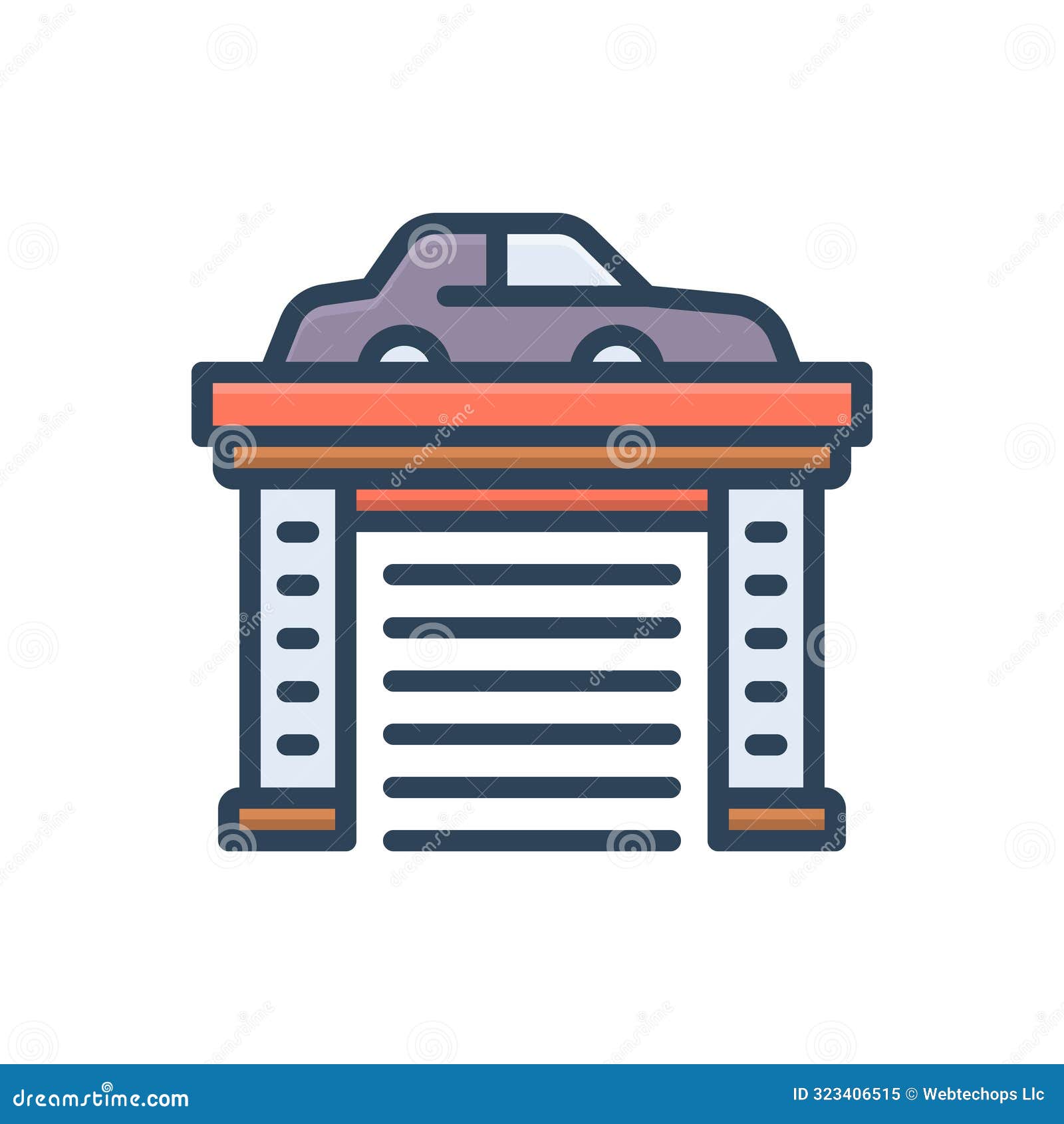 Color Illustration Icon for Garage, Shed and Car Stock Illustration ...
