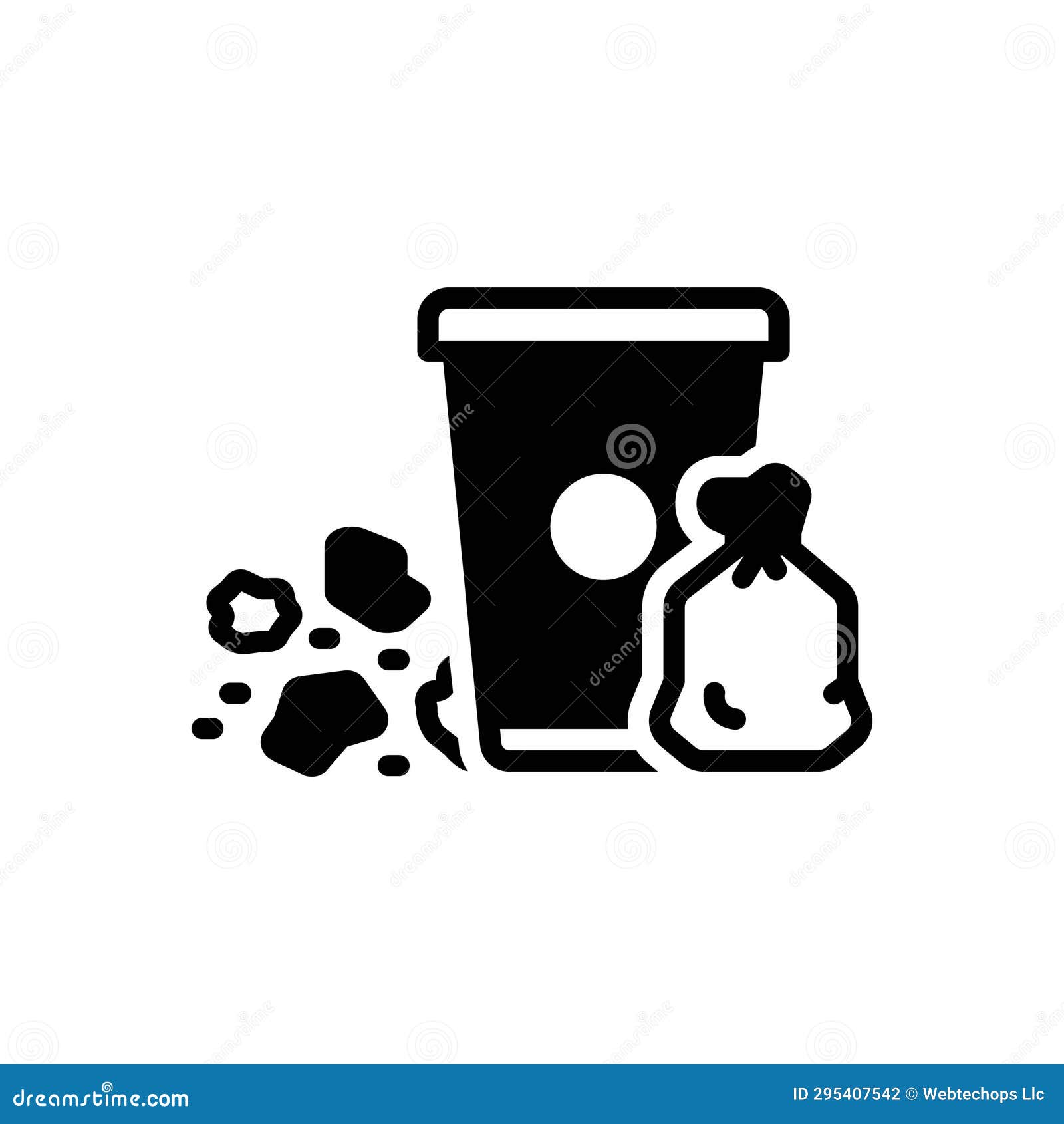 Black Solid Icon for Garbage, Rubbish and Waste Stock Vector ...