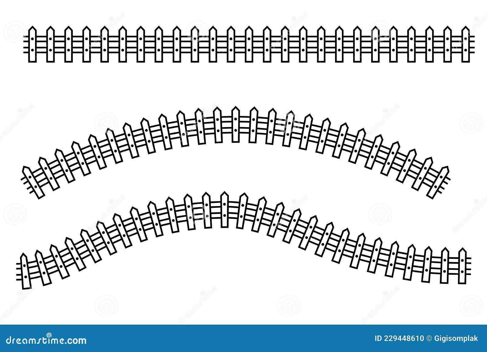 Simple Vector Icon Style Set 3 Wood Gate, Isolated on White Stock ...