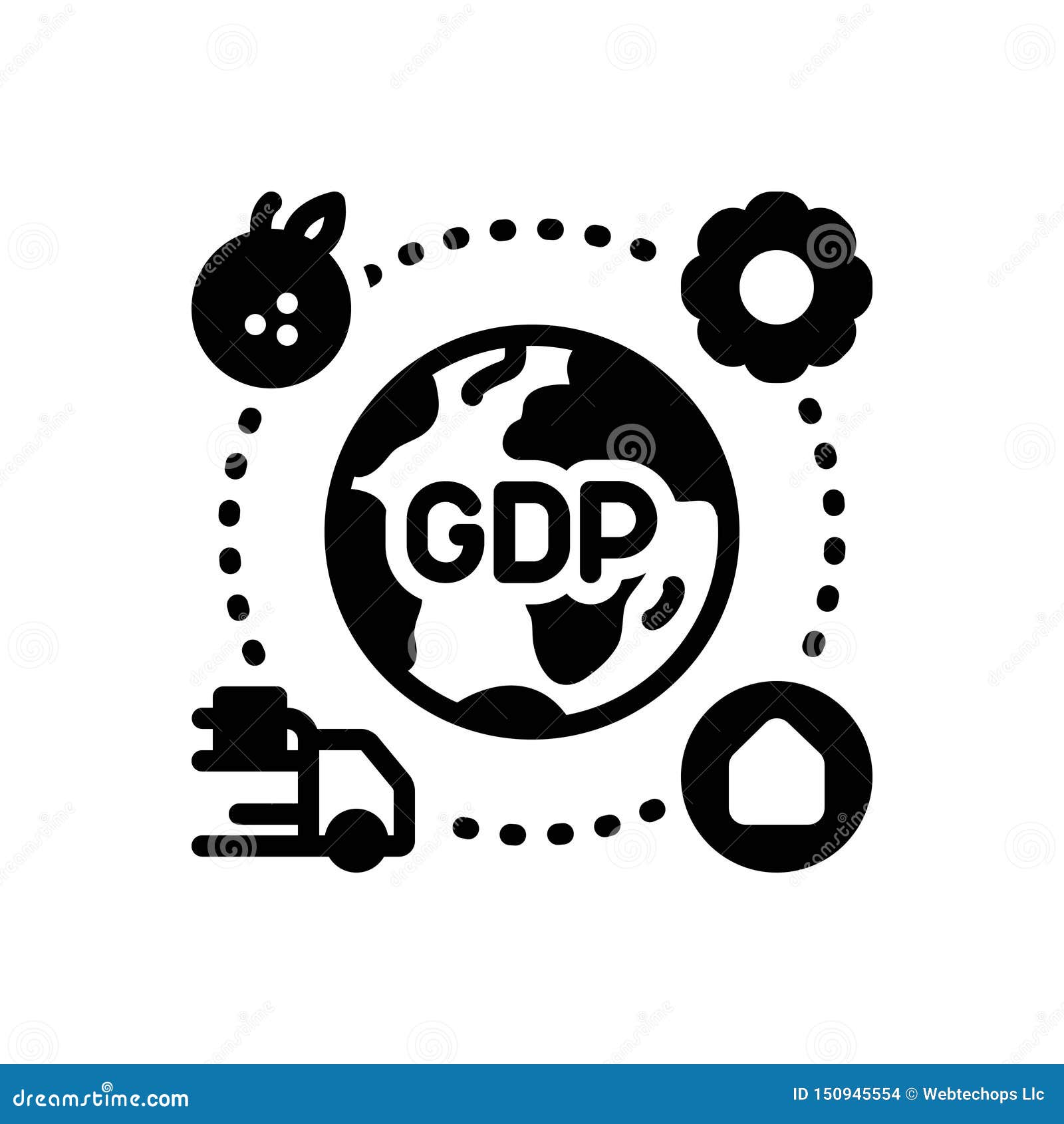 Black Solid Icon for Gdp, Domestic and Product Stock Vector ...