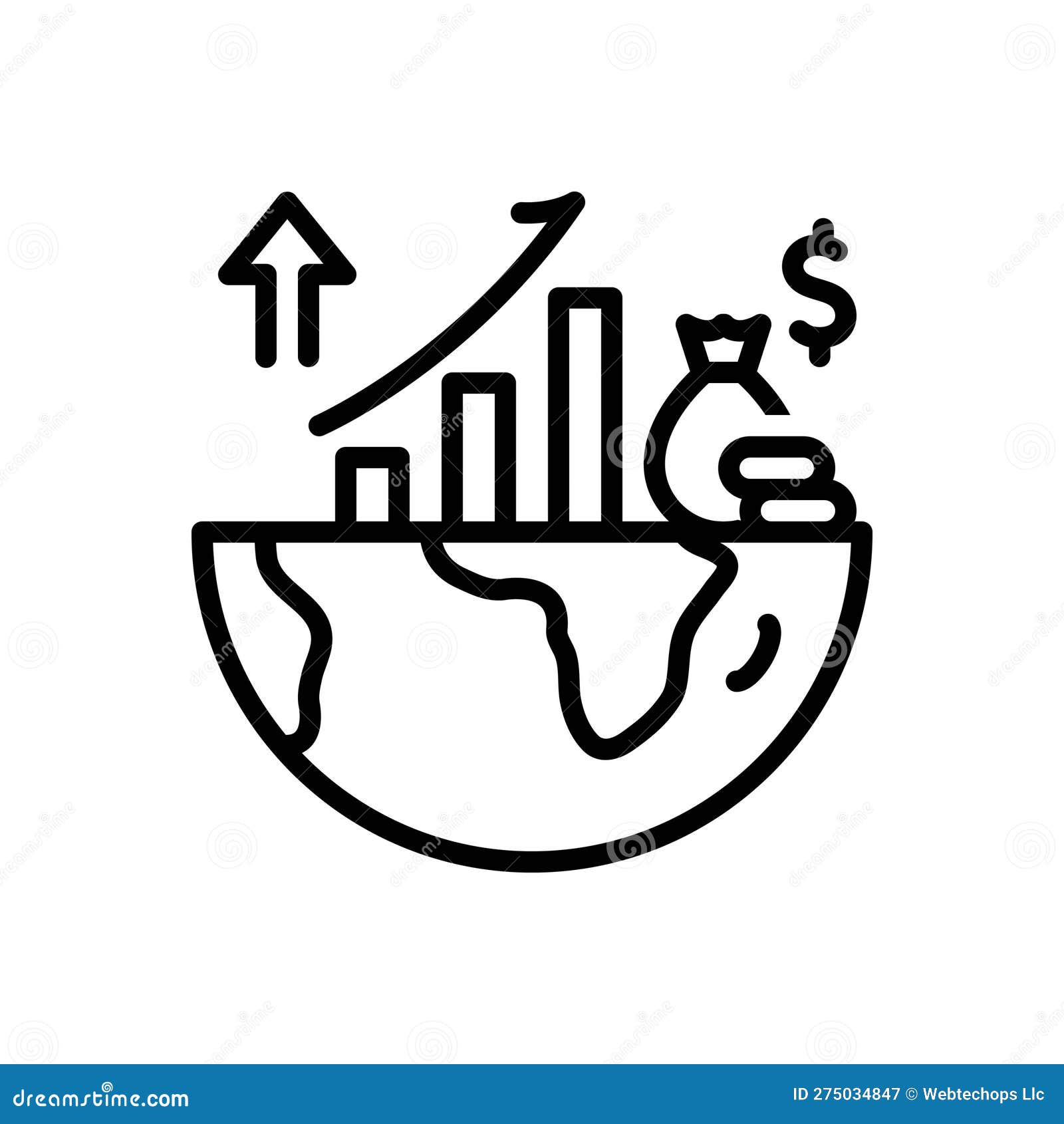 Black Line Icon for Gdp, Growth and Income Stock Vector - Illustration ...