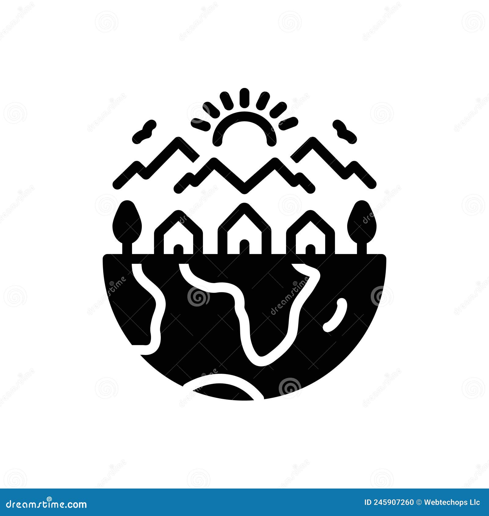 Black Solid Icon for Geological, Earthly and Topographical Stock Vector ...