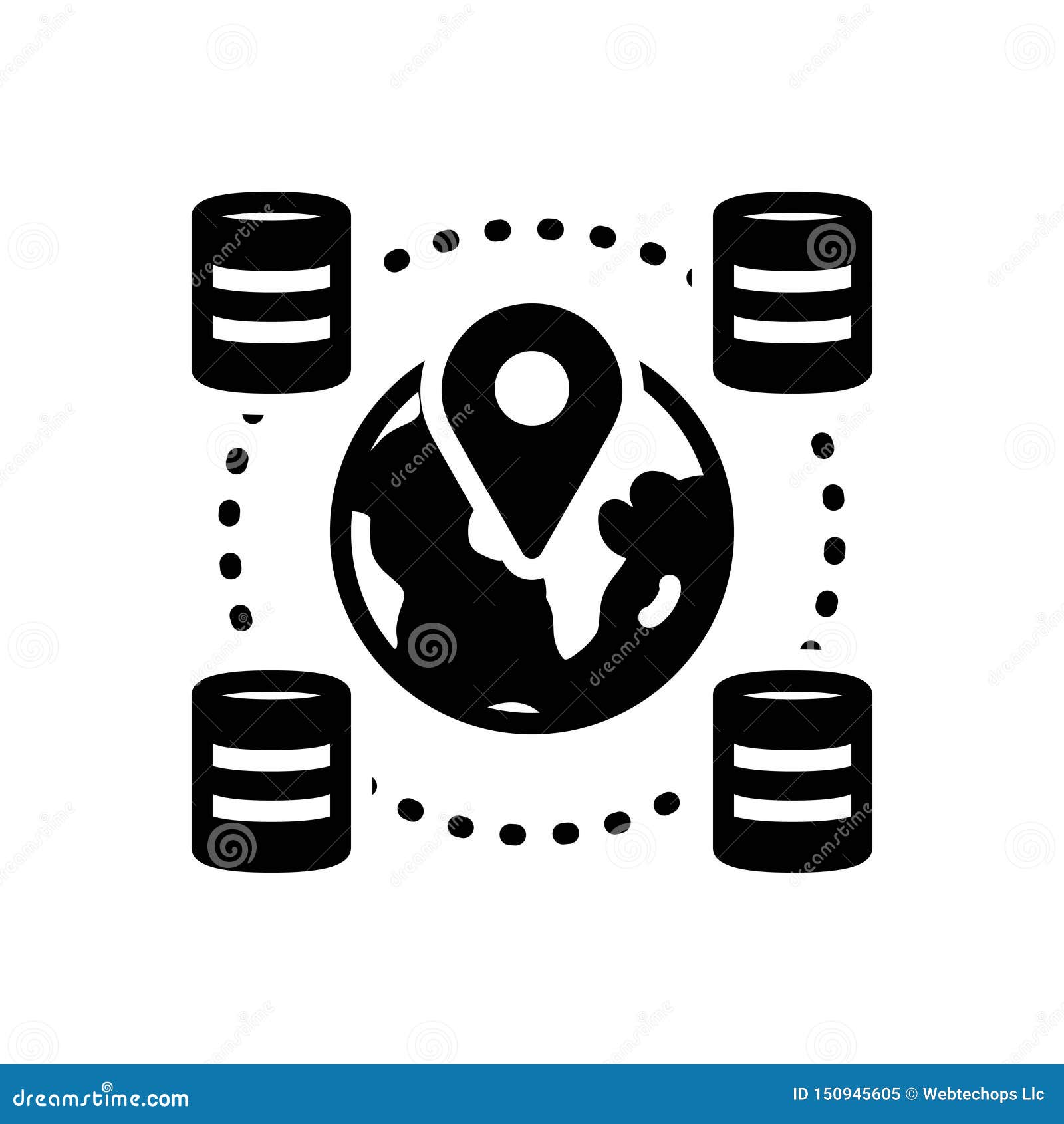 Black Solid Icon for Geospatial, Locations and Gps Stock Vector ...