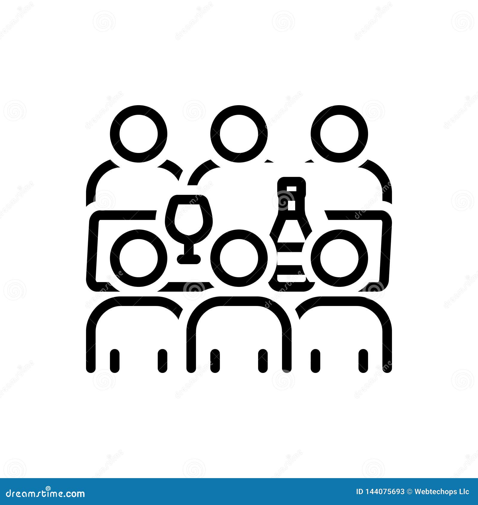 Black Line Icon for Gettogether, Friends and Celebrating Stock Vector ...