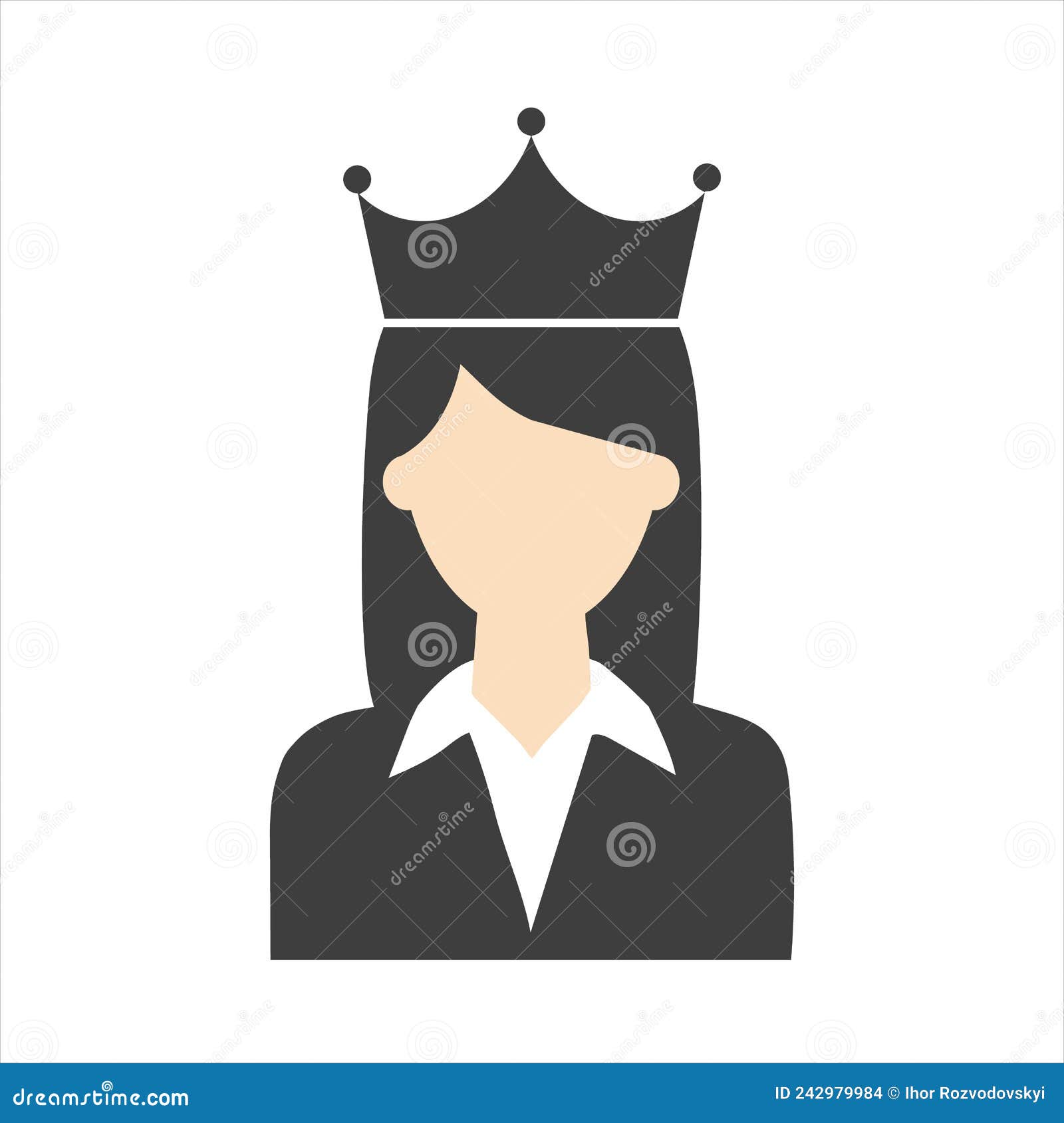 Icon of a Girl with a Crown on Her Head. Stock Vector - Illustration of ...