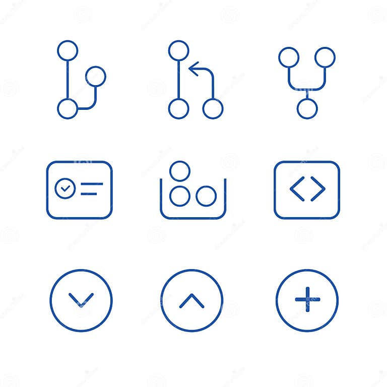 Icon Git Repositories Software Subversion Programming and Coding Set of Milestone Branch Commit ...