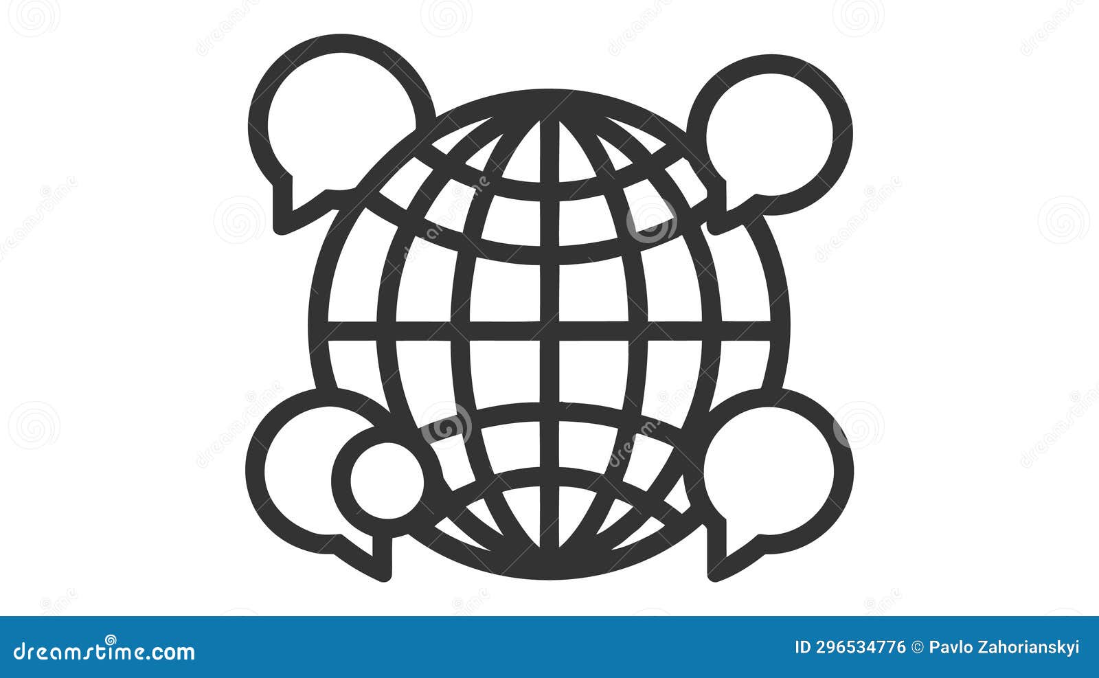 Icon of Global Communication with a Globe and Speech Bubbles. Stock ...
